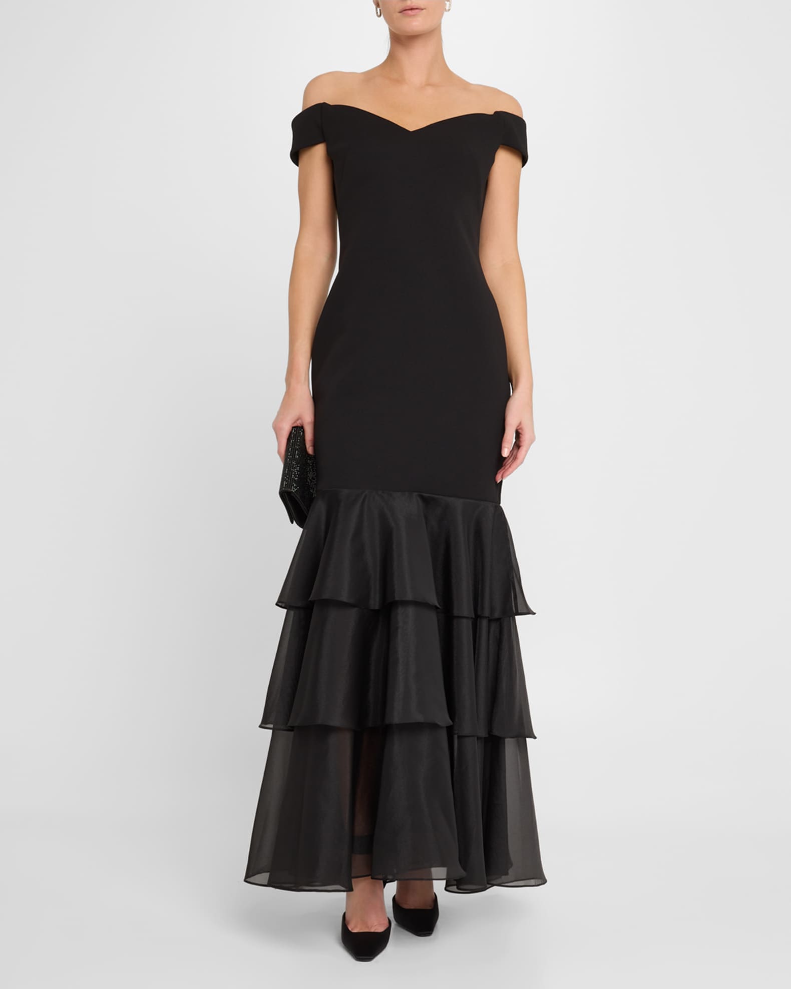 Aidan Mattox Off-Shoulder Ruffle Tiered Gown | Neiman Marcus Aidan Mattox Off-Shoulder Ruffle Tiered Gown | Neiman Marcus