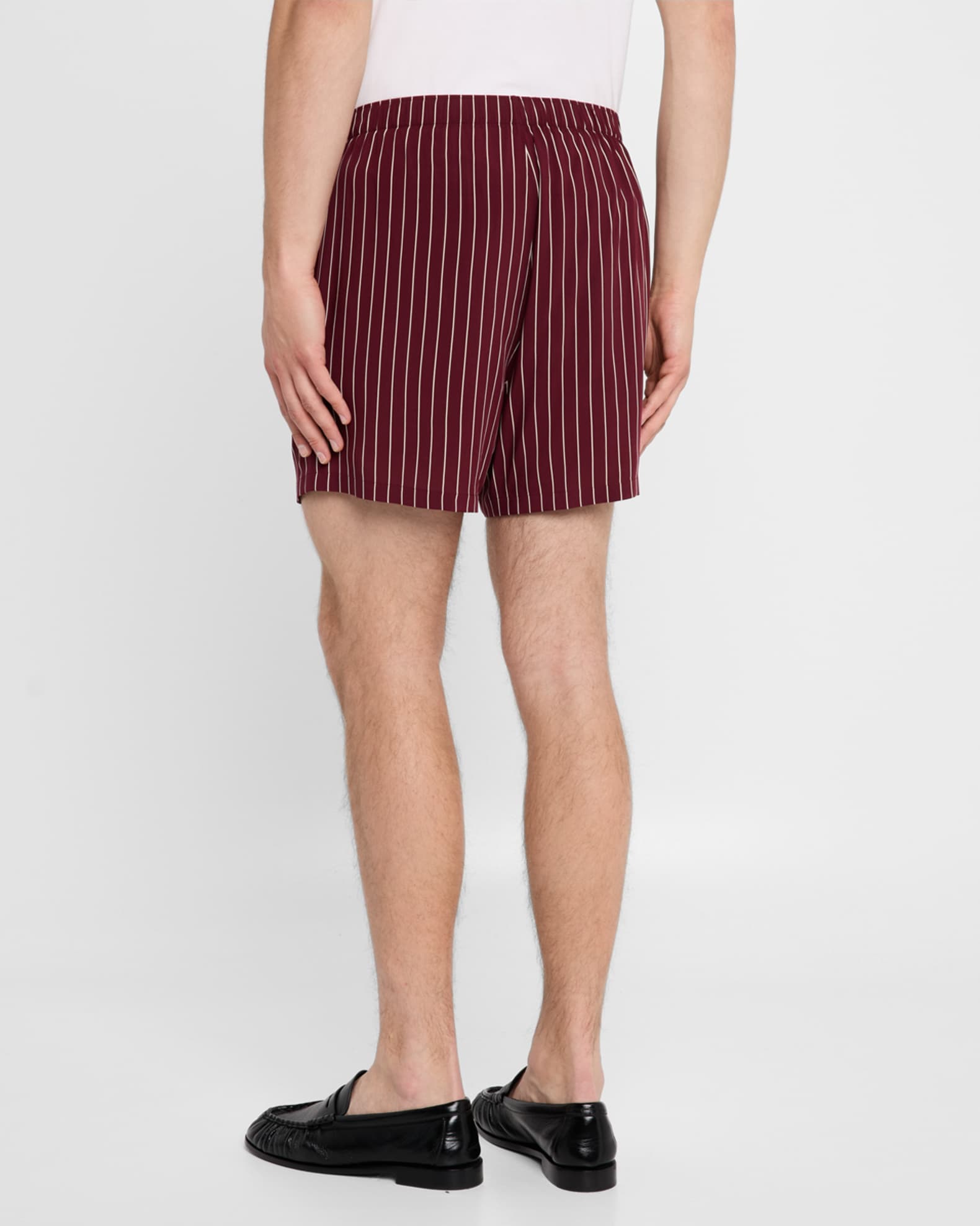 Saint Laurent Men's Cassandre Striped Shorts | Neiman Marcus