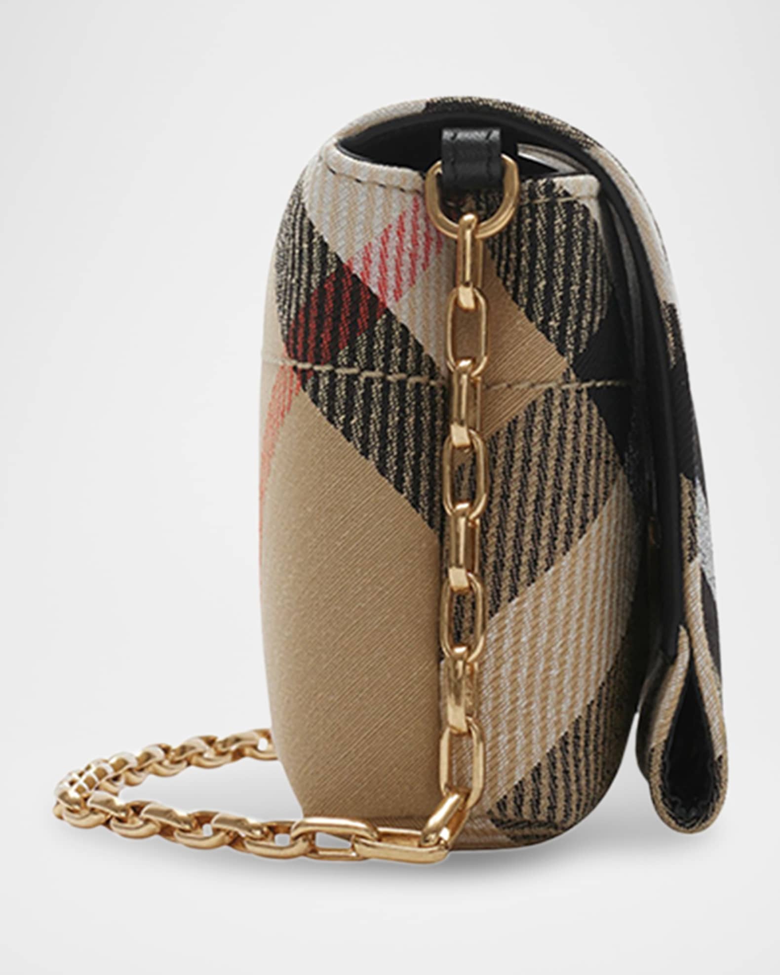 Burberry Snip Mini Check Jacquard Shoulder Bag | Neiman Marcus