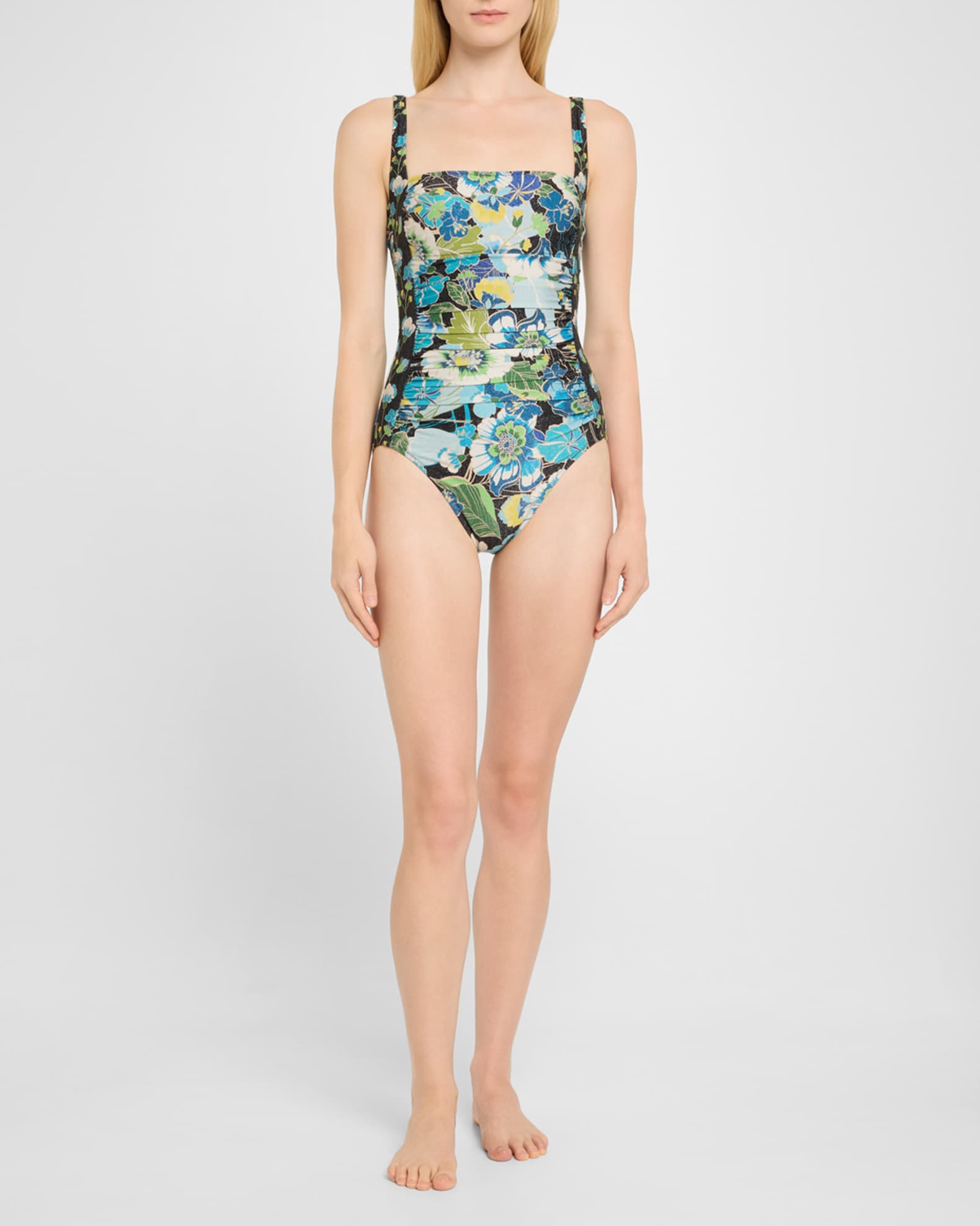 Johnny Was Jenn Ruched One-Piece Swimsuit | Neiman Marcus