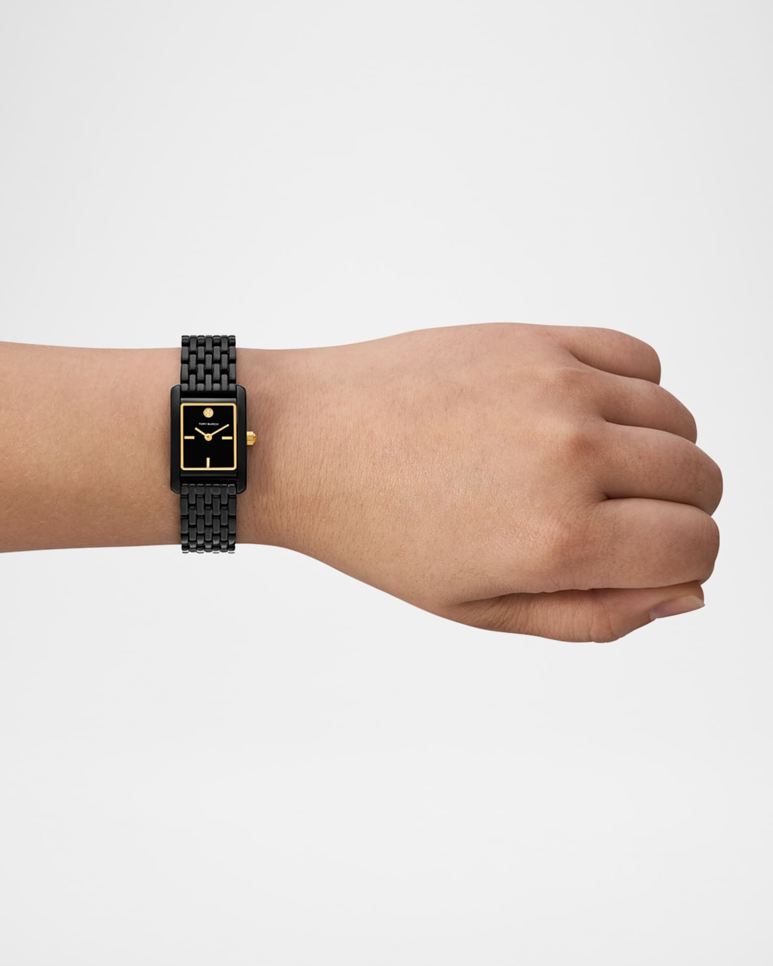 Tory Burch The Eleanor Mini Black Stainless Steel Watch | Neiman Marcus