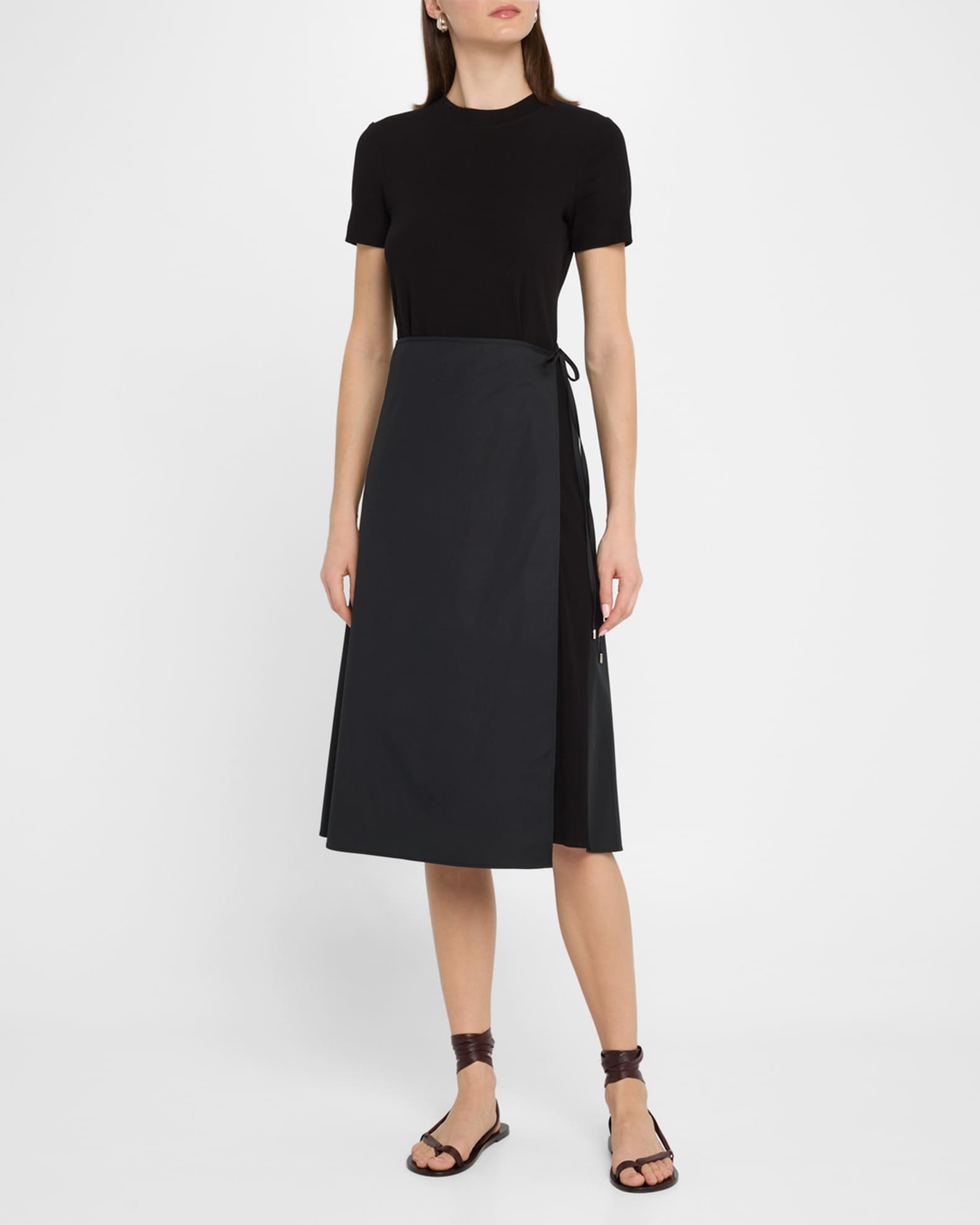 Rosetta Getty Short-Sleeve Apron Wrap T-Shirt Dress | Neiman Marcus