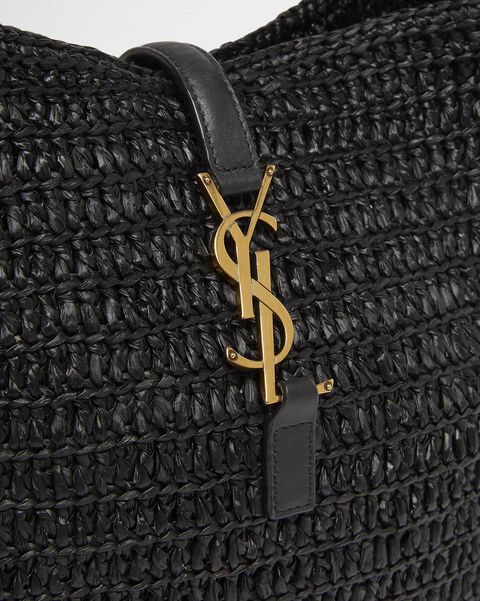 Saint Laurent Le 5 A 7 Small Hobo Bag in Raffia | Neiman Marcus