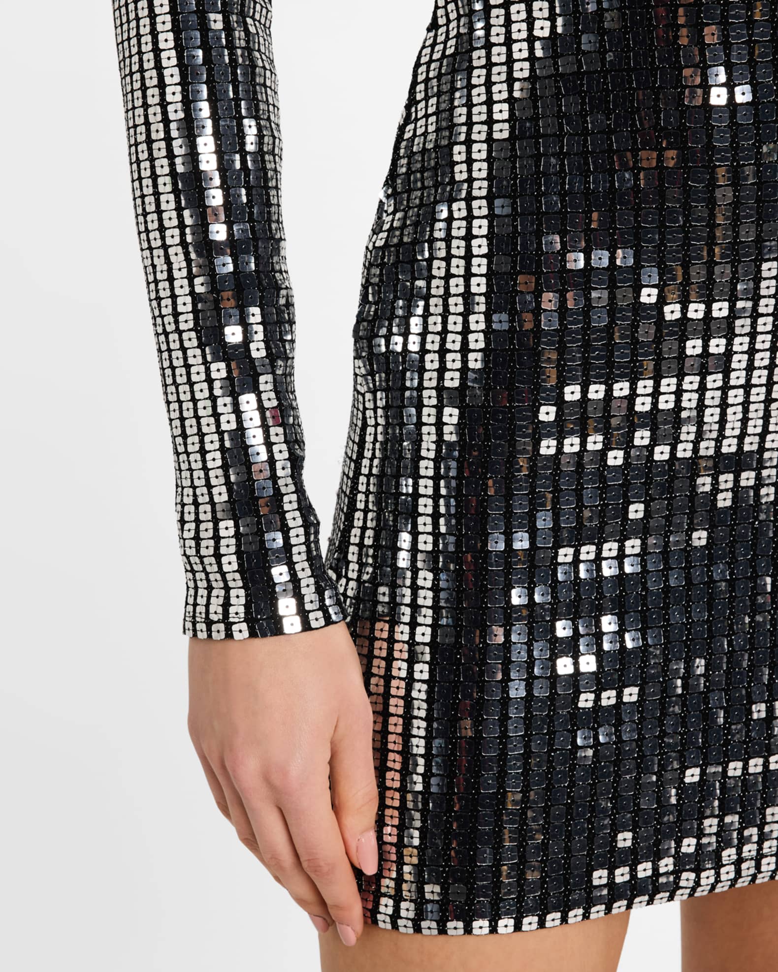 Le Superbe Disco Twiggy Sequined Long-Sleeve Mini Dress | Neiman Marcus