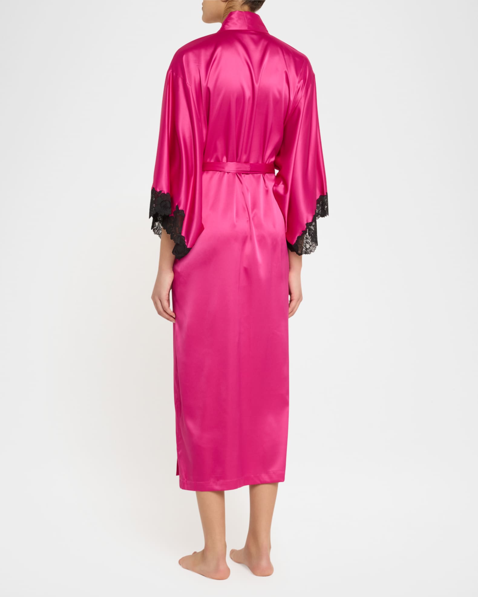 Natori Peony Glamour Lace-Trim Robe | Neiman Marcus
