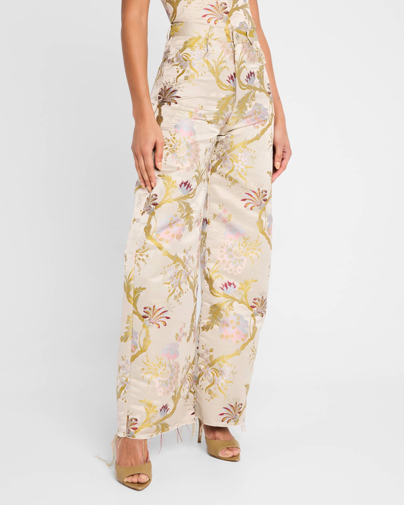 Marques'Almeida Satin Brocade Trousers | Neiman Marcus