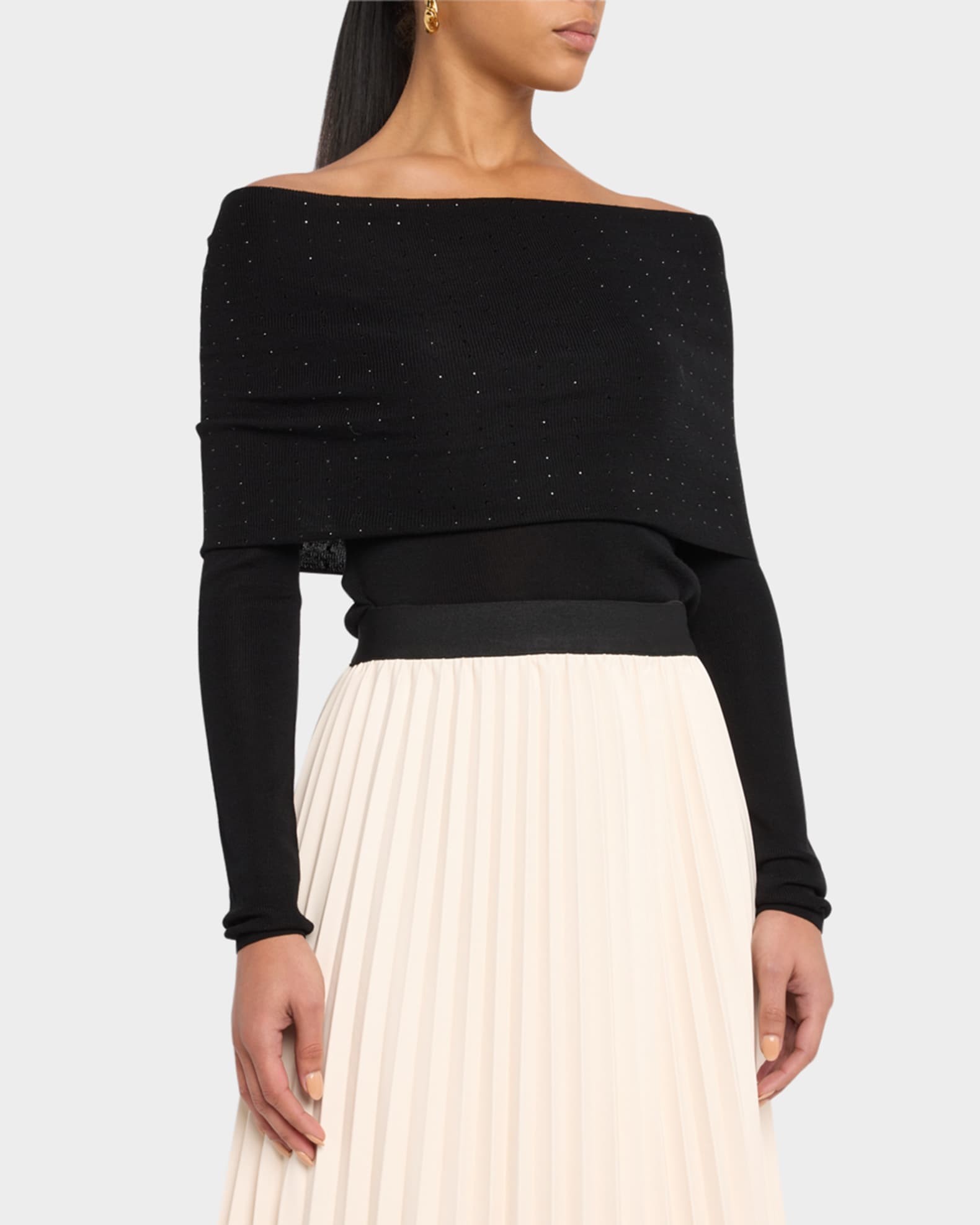 Le Superbe Aura Embellished Off-The-Shoulder Sweater | Neiman Marcus