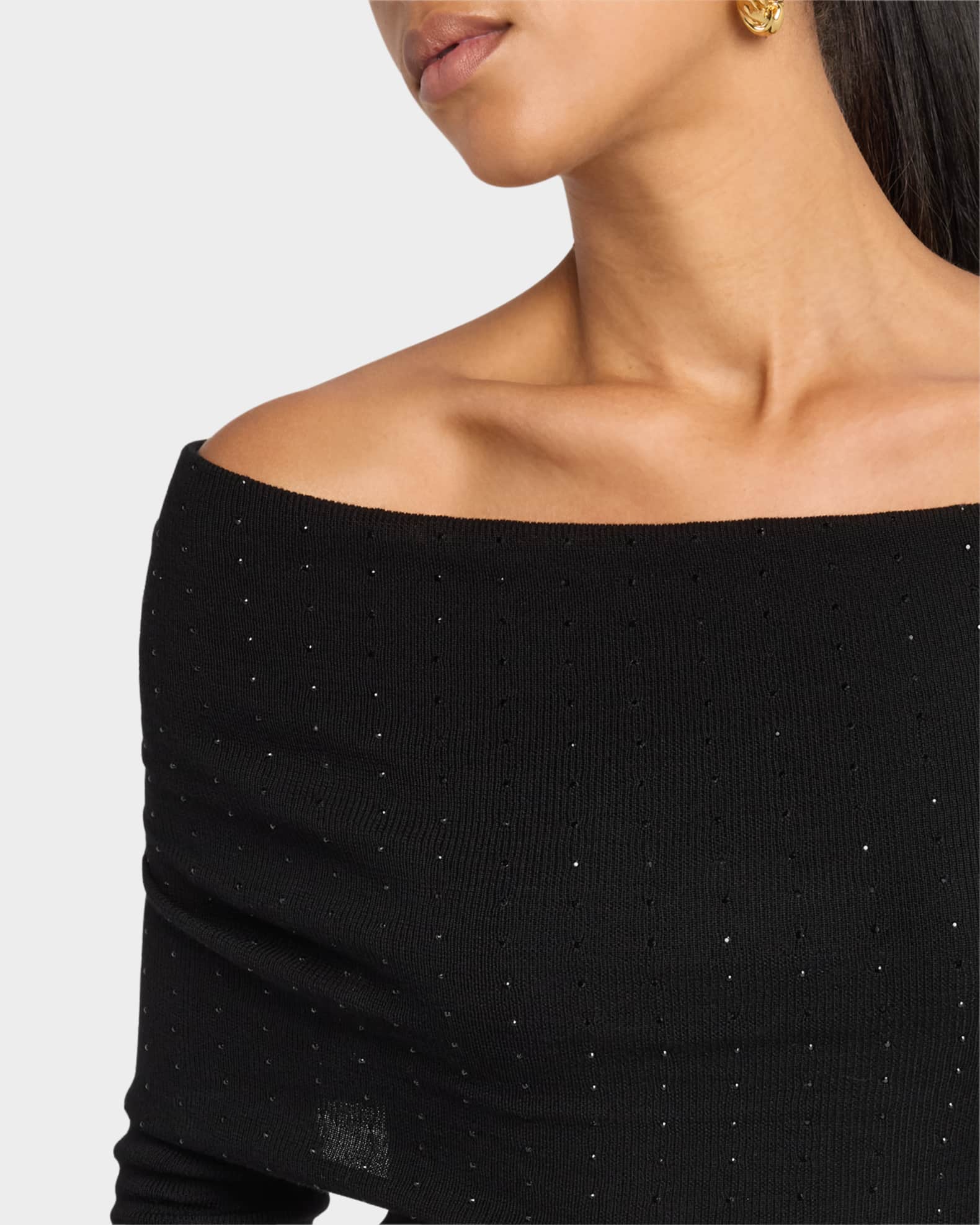 Le Superbe Aura Embellished Off-The-Shoulder Sweater | Neiman Marcus