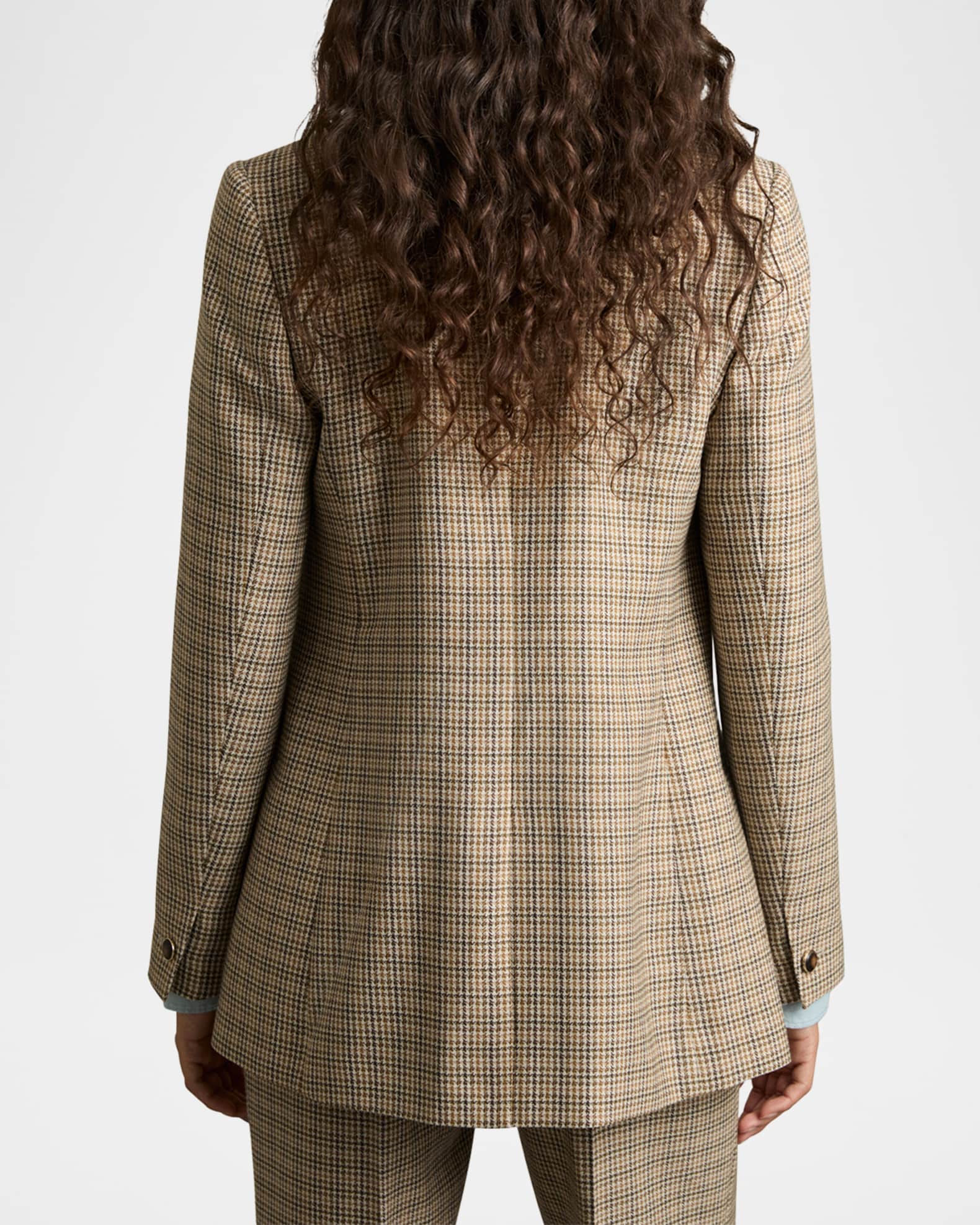 Reiss Vida Double-Breasted Houndstooth Check Jacket | Neiman Marcus