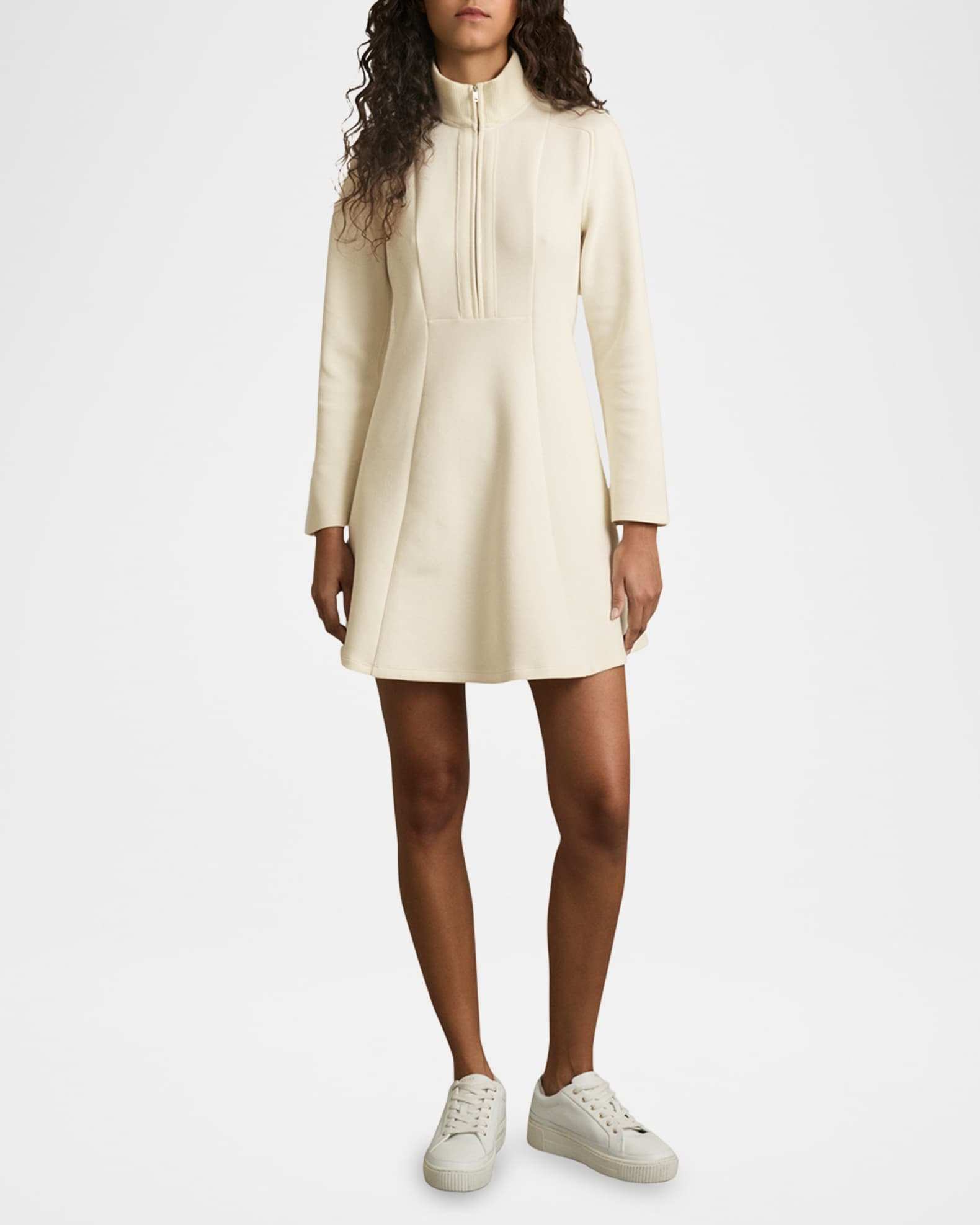 Reiss Krysta Turtleneck Interlock Jersey Mini Dress | Neiman Marcus