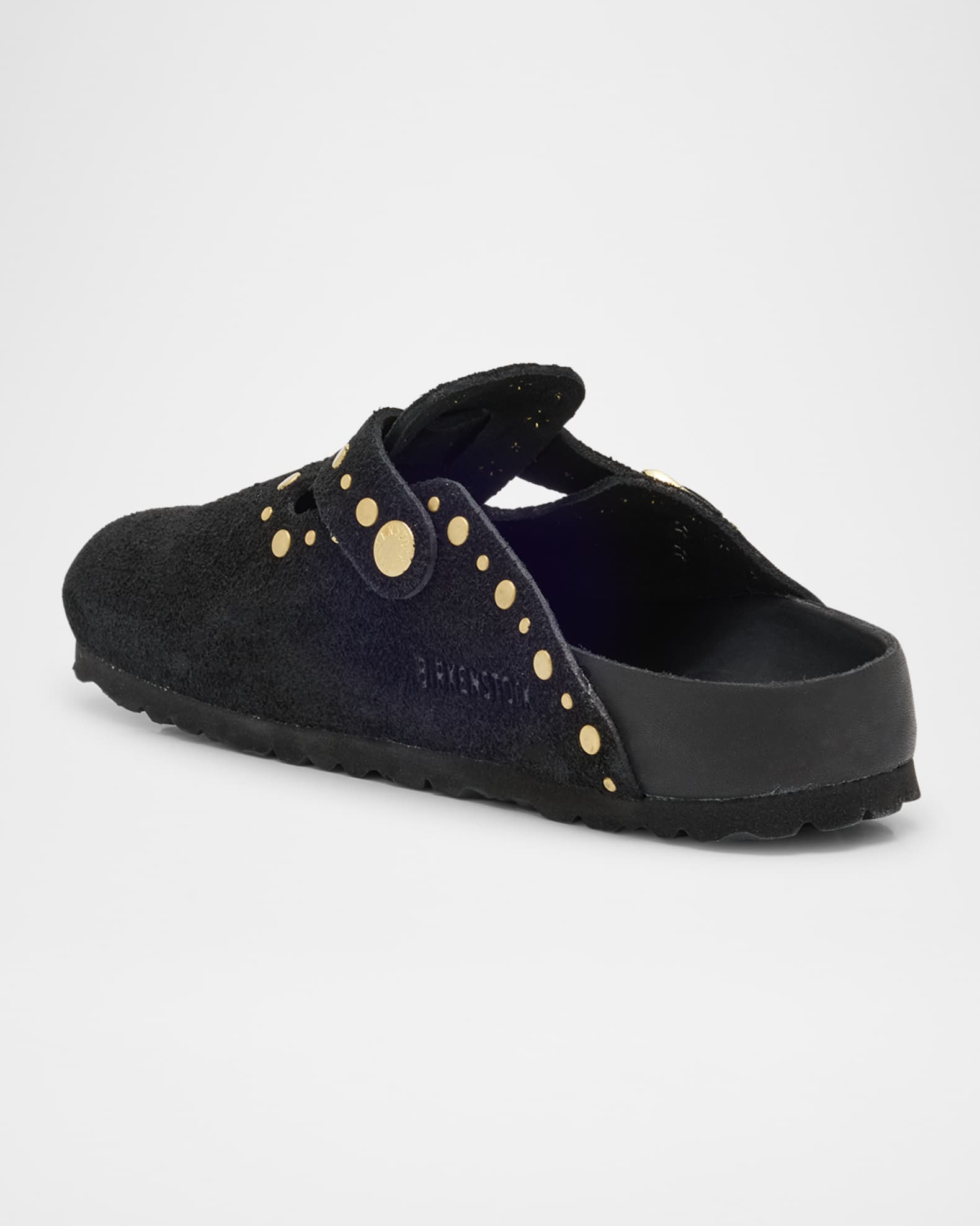 BIRKENSTOCK Boston Suede Stud Buckle Slide Clogs | Neiman Marcus