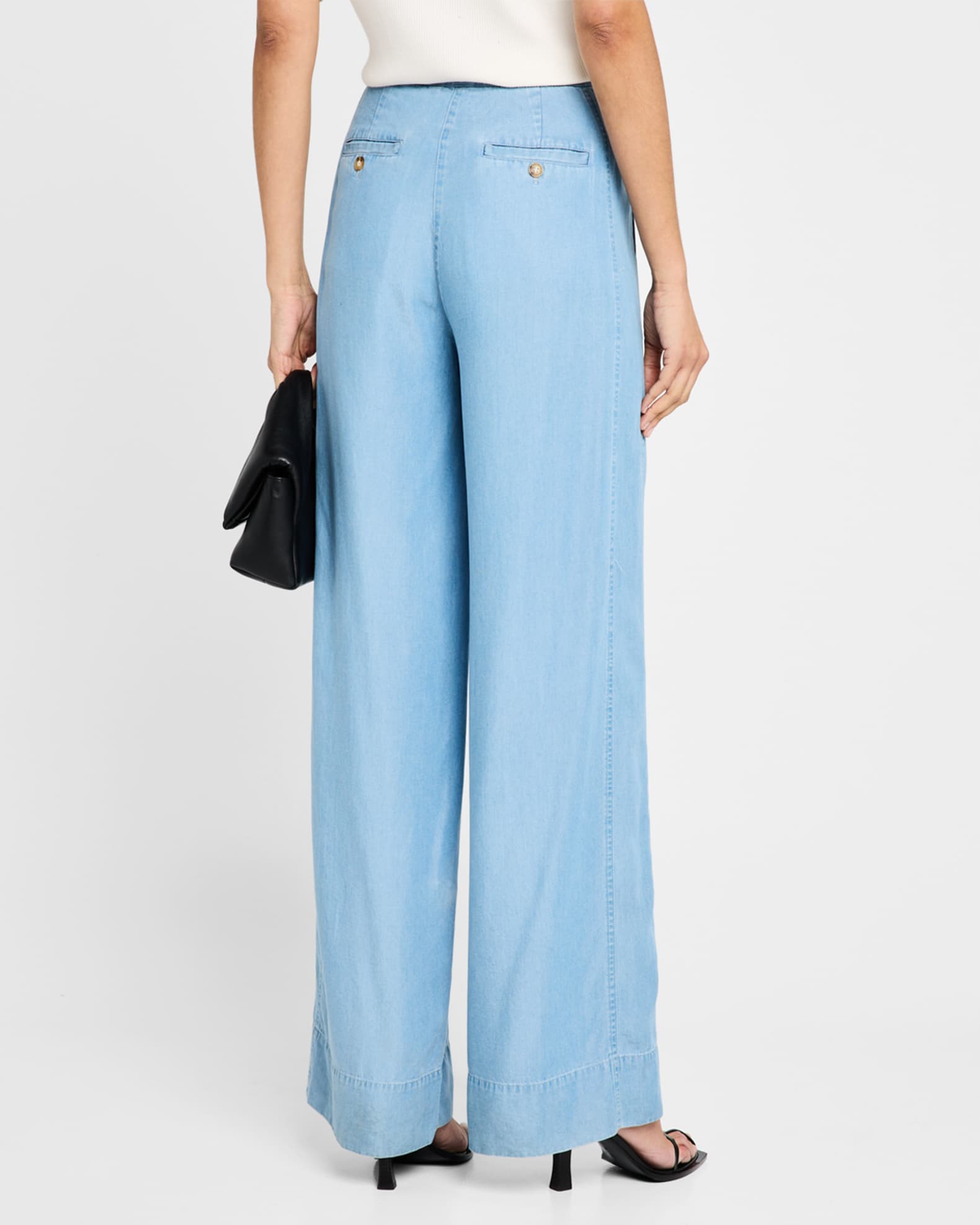 Derek Lam 10 Crosby Eli Wide-Leg Chambray Trousers | Neiman Marcus