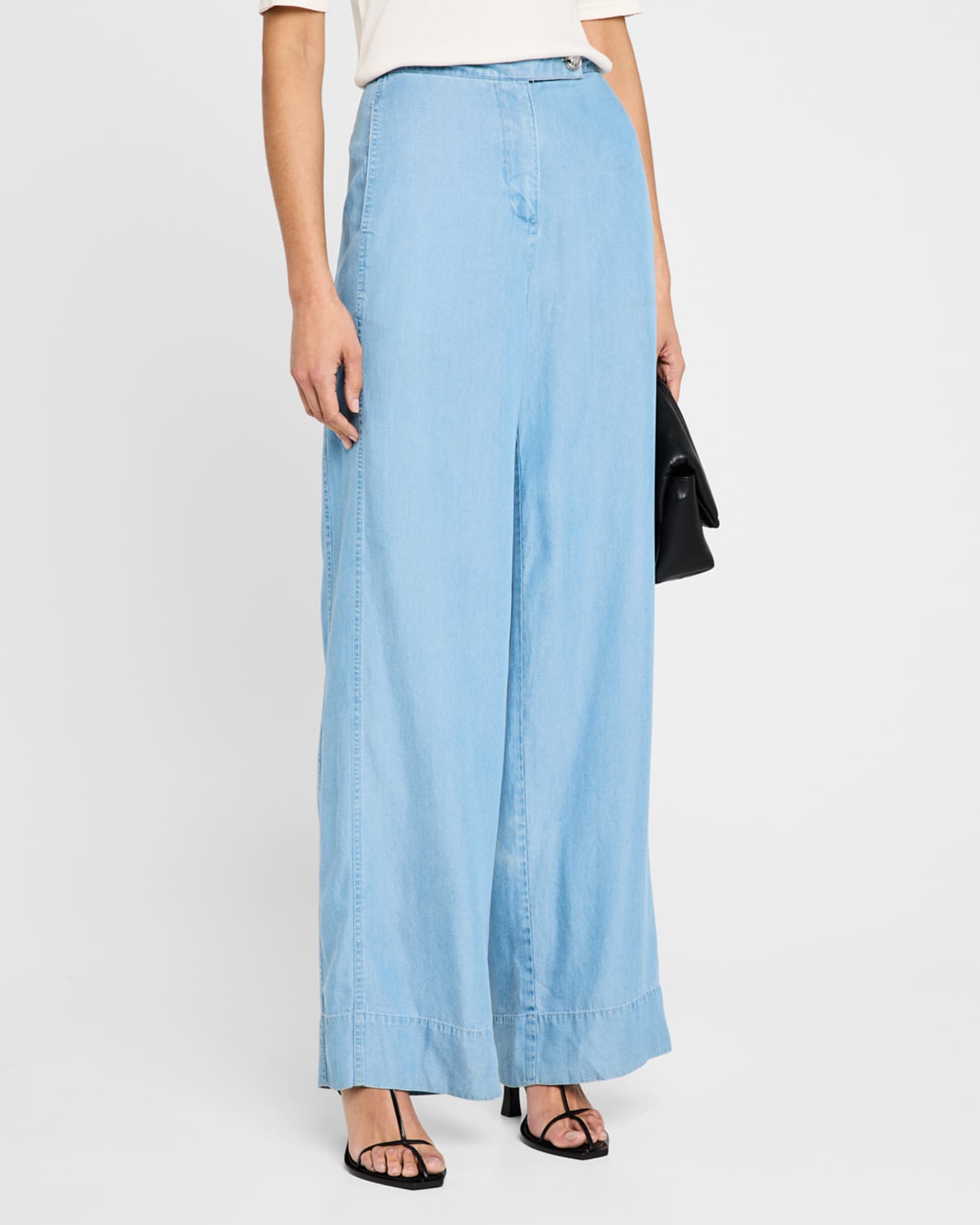 Derek Lam 10 Crosby Eli Wide-Leg Chambray Trousers | Neiman Marcus