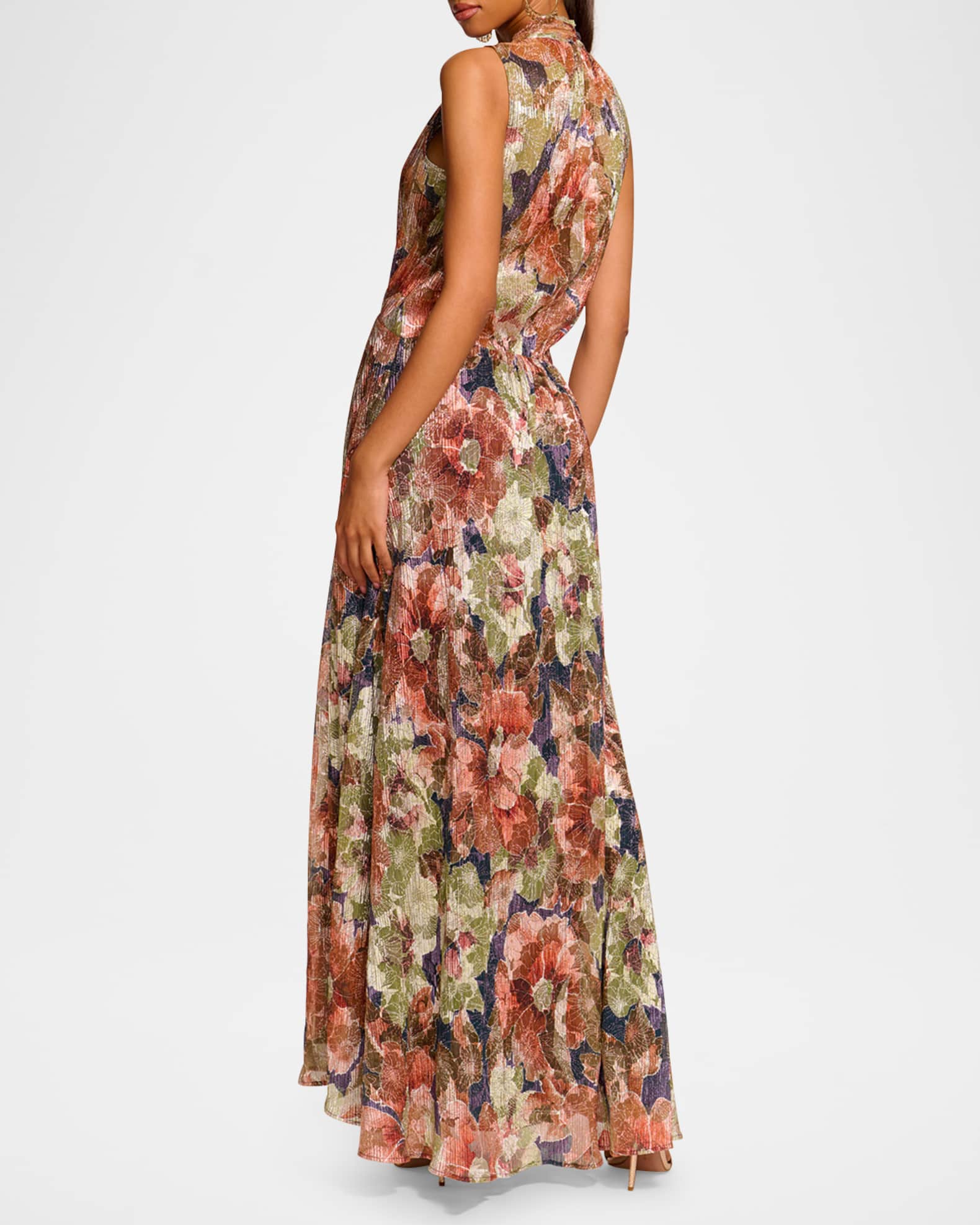 Ramy Brook Geanine Metallic Floral Maxi Dress | Neiman Marcus