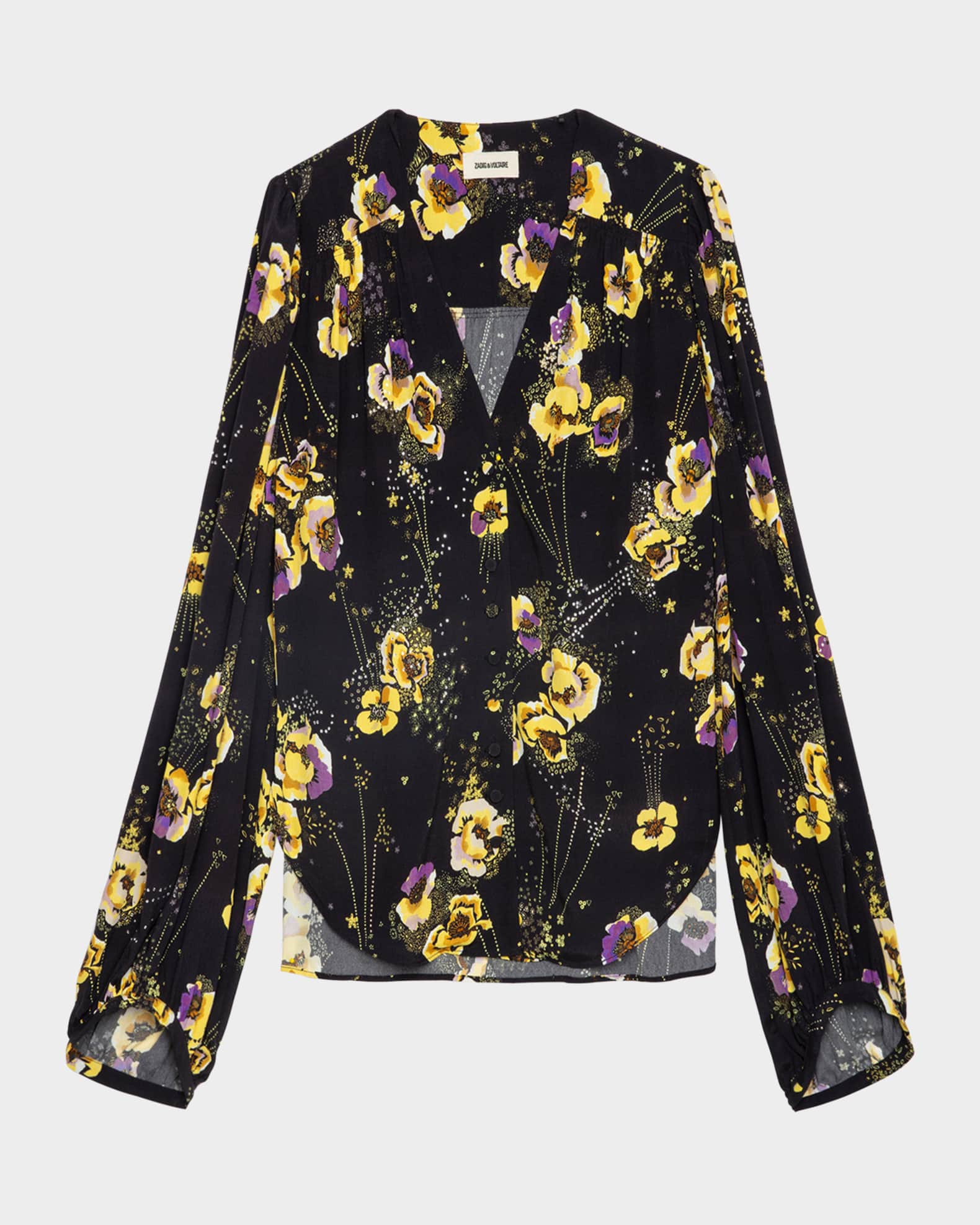 Zadig & Voltaire Turin Crepe Yoko Strass Blouse | Neiman Marcus