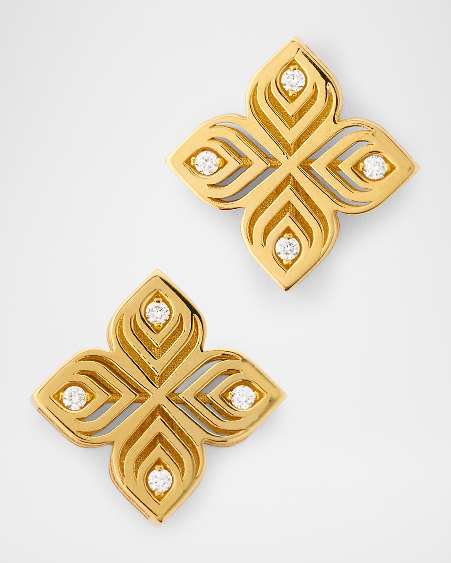 Roberto Coin 18K Yellow Gold Diamond Shiny Arabesque Earrings | Neiman ...