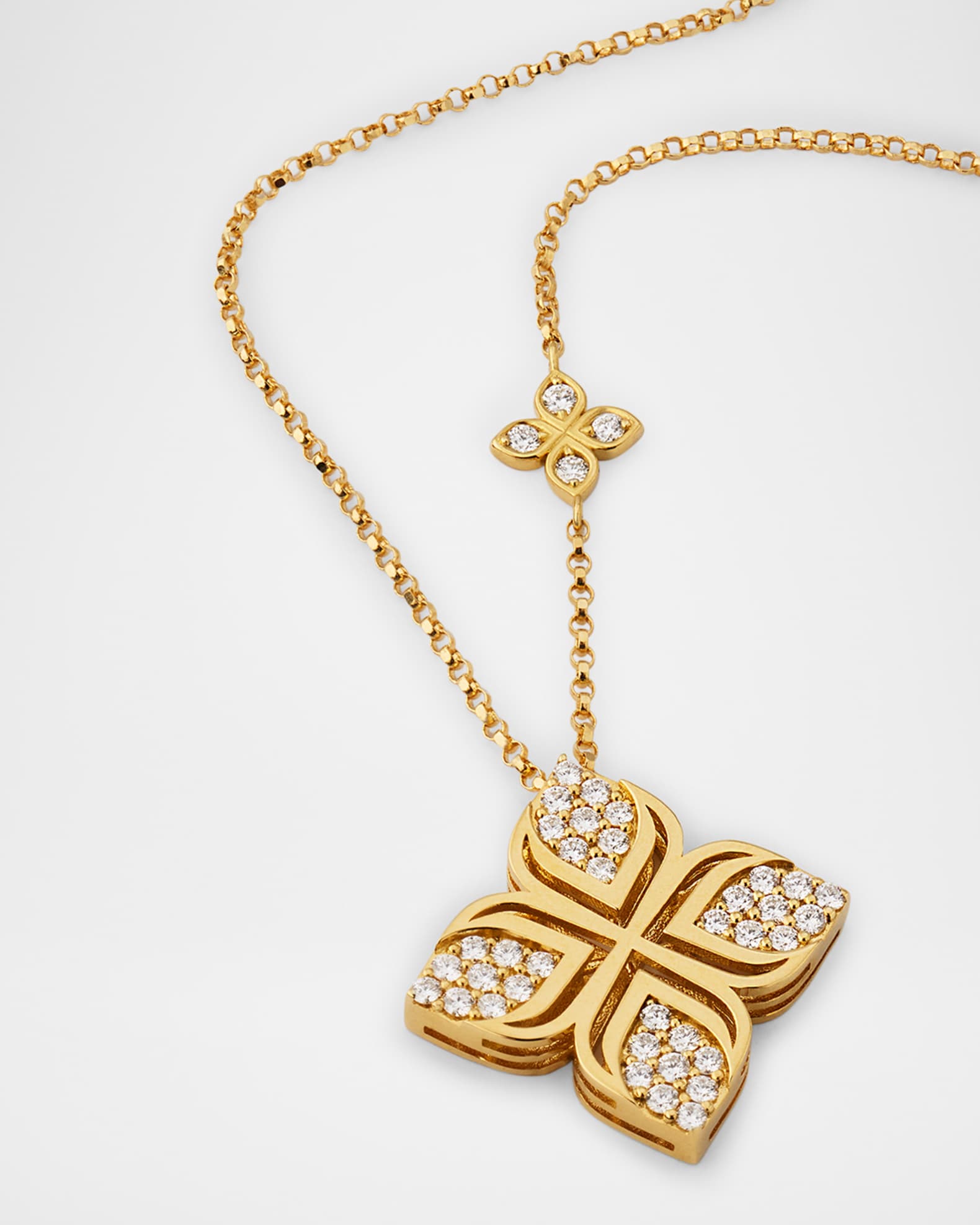 Roberto Coin 18K Yellow Gold Diamond Arabesque Flower Necklace | Neiman ...