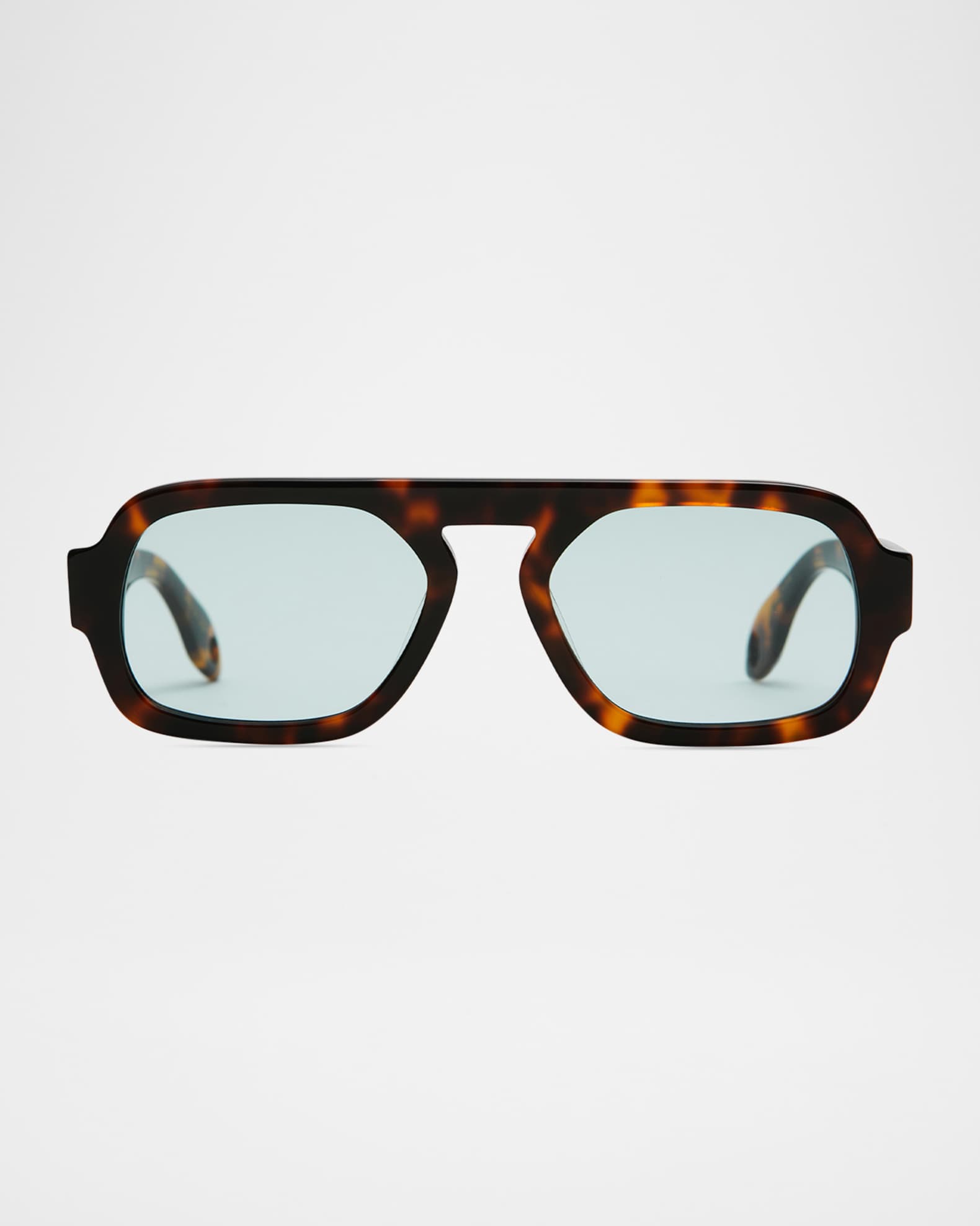 Elisa Johnson Jane Mini Tortoise Acetate Aviator Sunglasses | Neiman Marcus