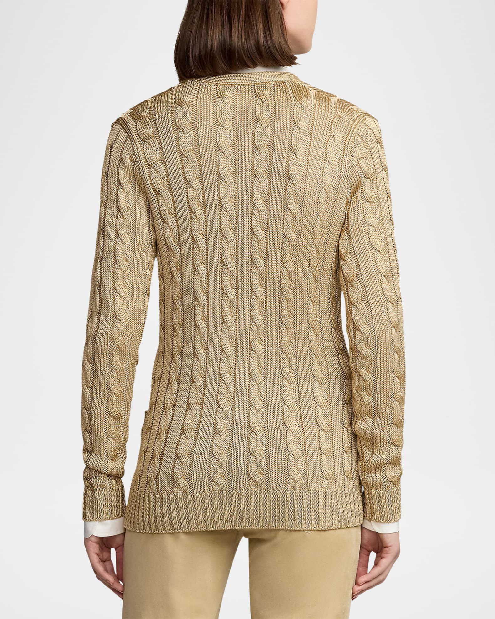Ralph Lauren Collection Cable-Knit Silk Cardigan Sweater | Neiman Marcus