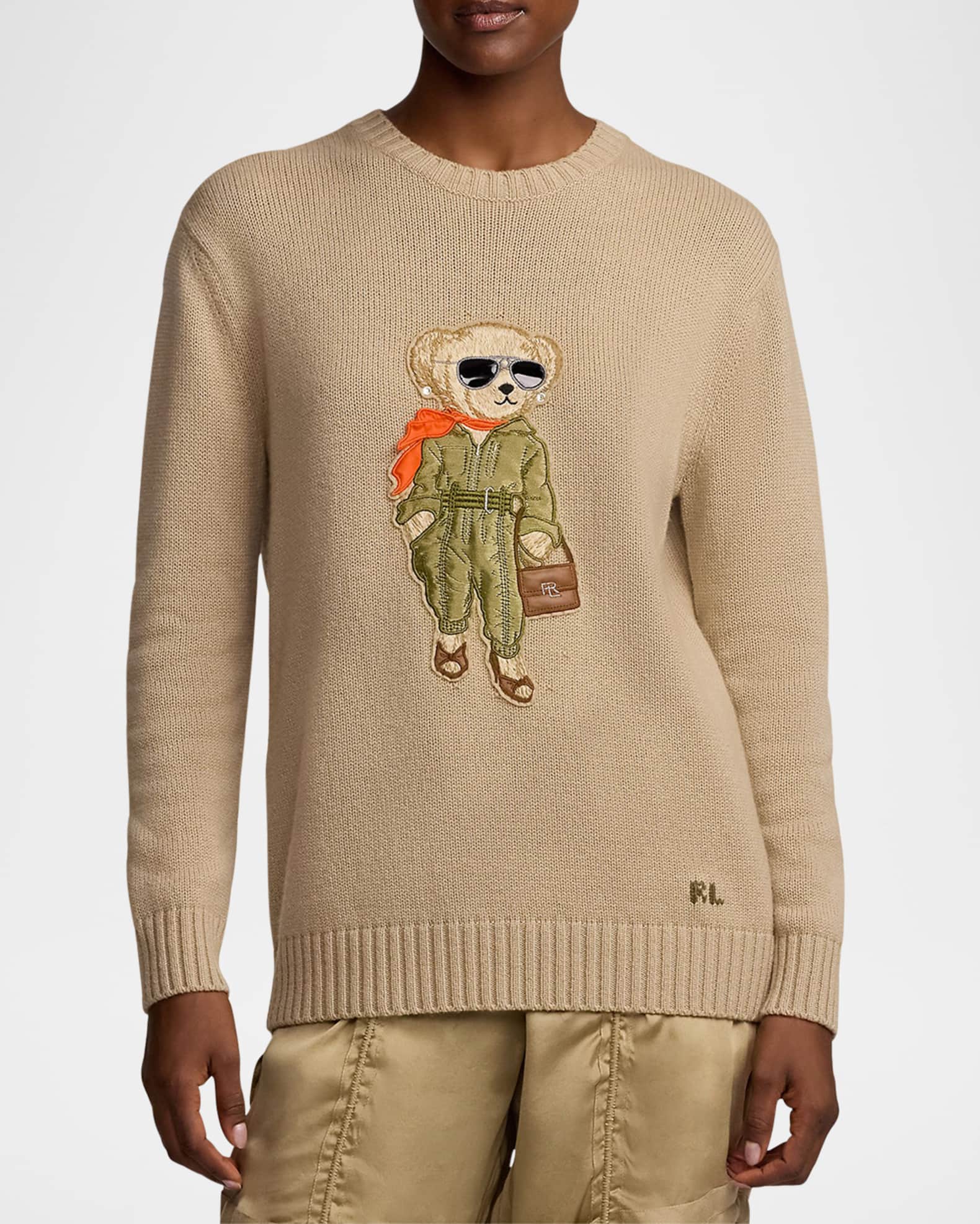 Ralph Lauren Collection Aviator Polo Bear Cashmere Sweater | Neiman Marcus