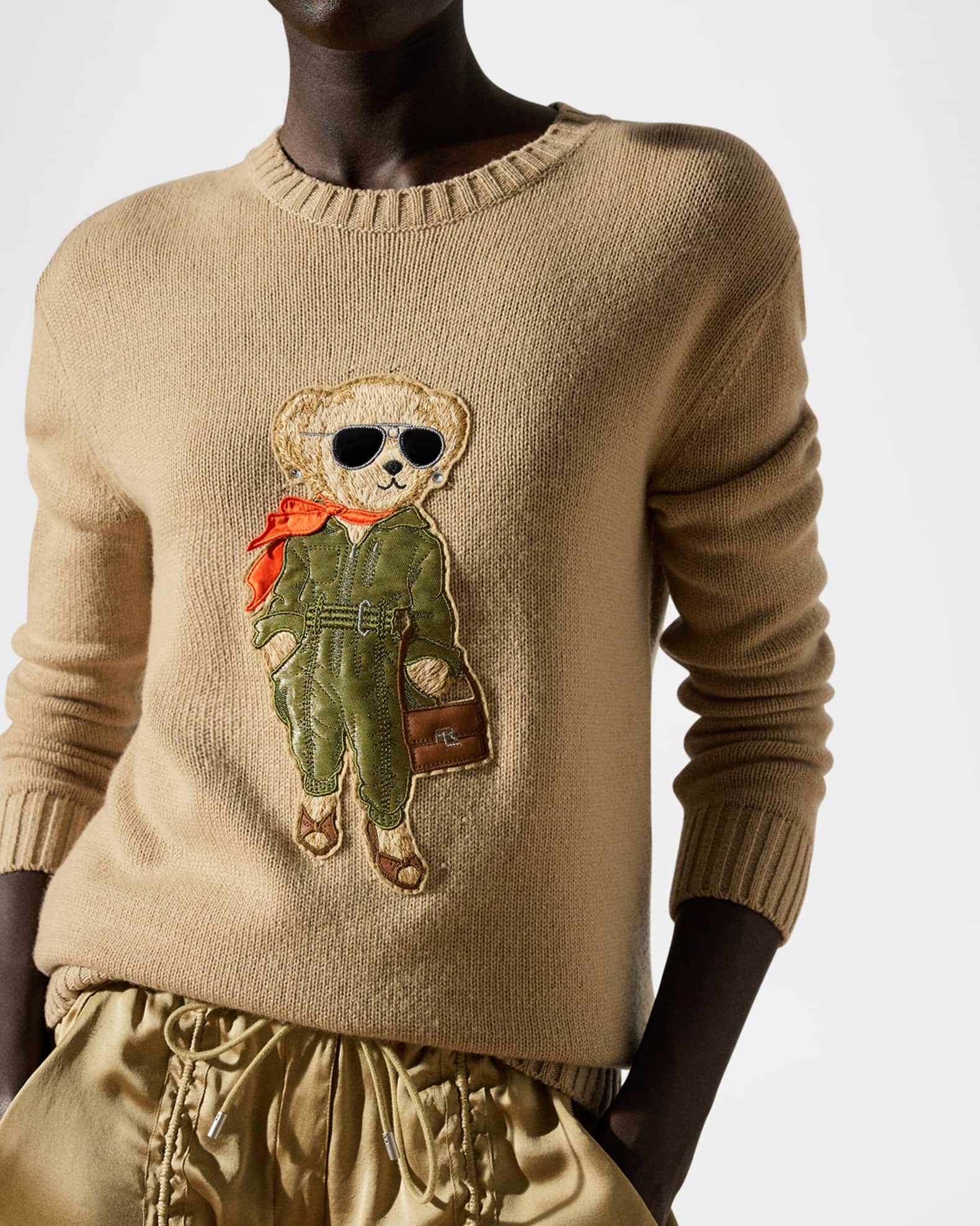 Ralph Lauren Collection Aviator Polo Bear Cashmere Sweater | Neiman Marcus