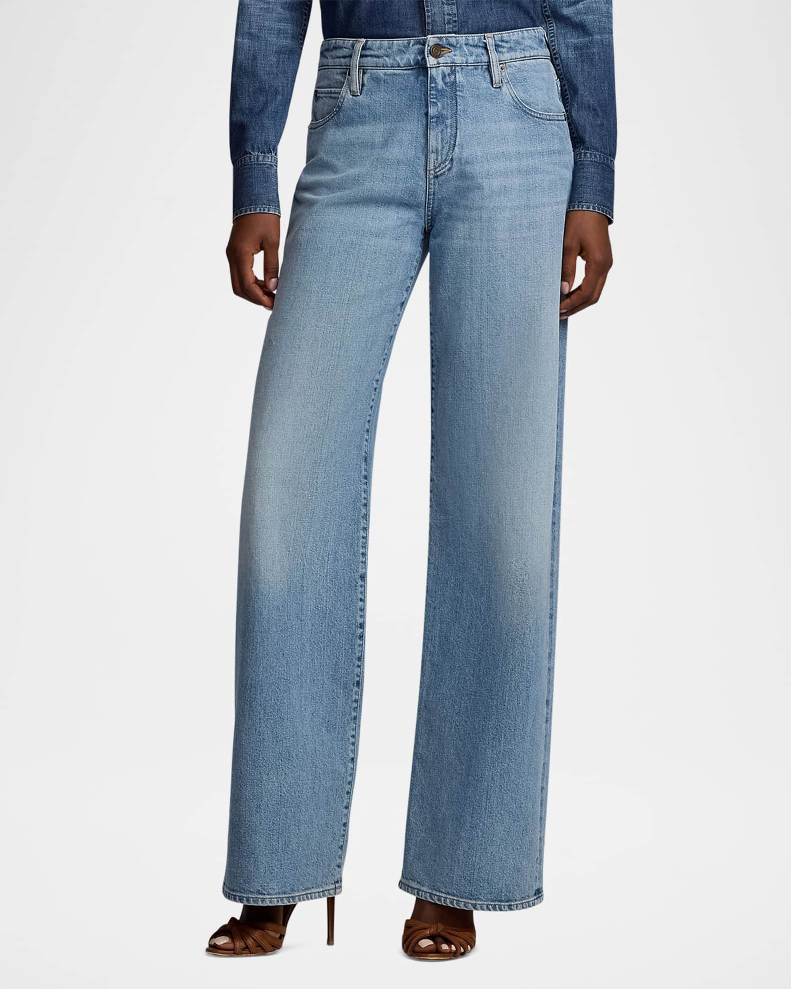 Ralph Lauren Collection Mercer Relaxed Wide-Leg Jeans | Neiman Marcus