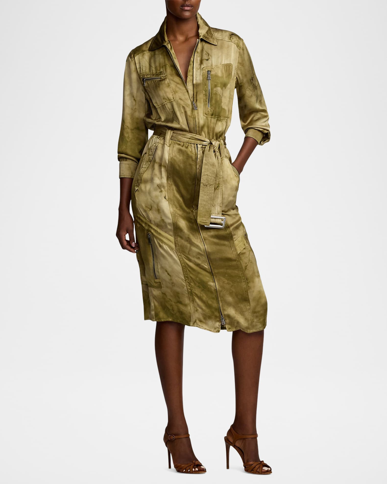 Ralph Lauren Collection Bernadette Print Charmeuse Day Dress | Neiman ...