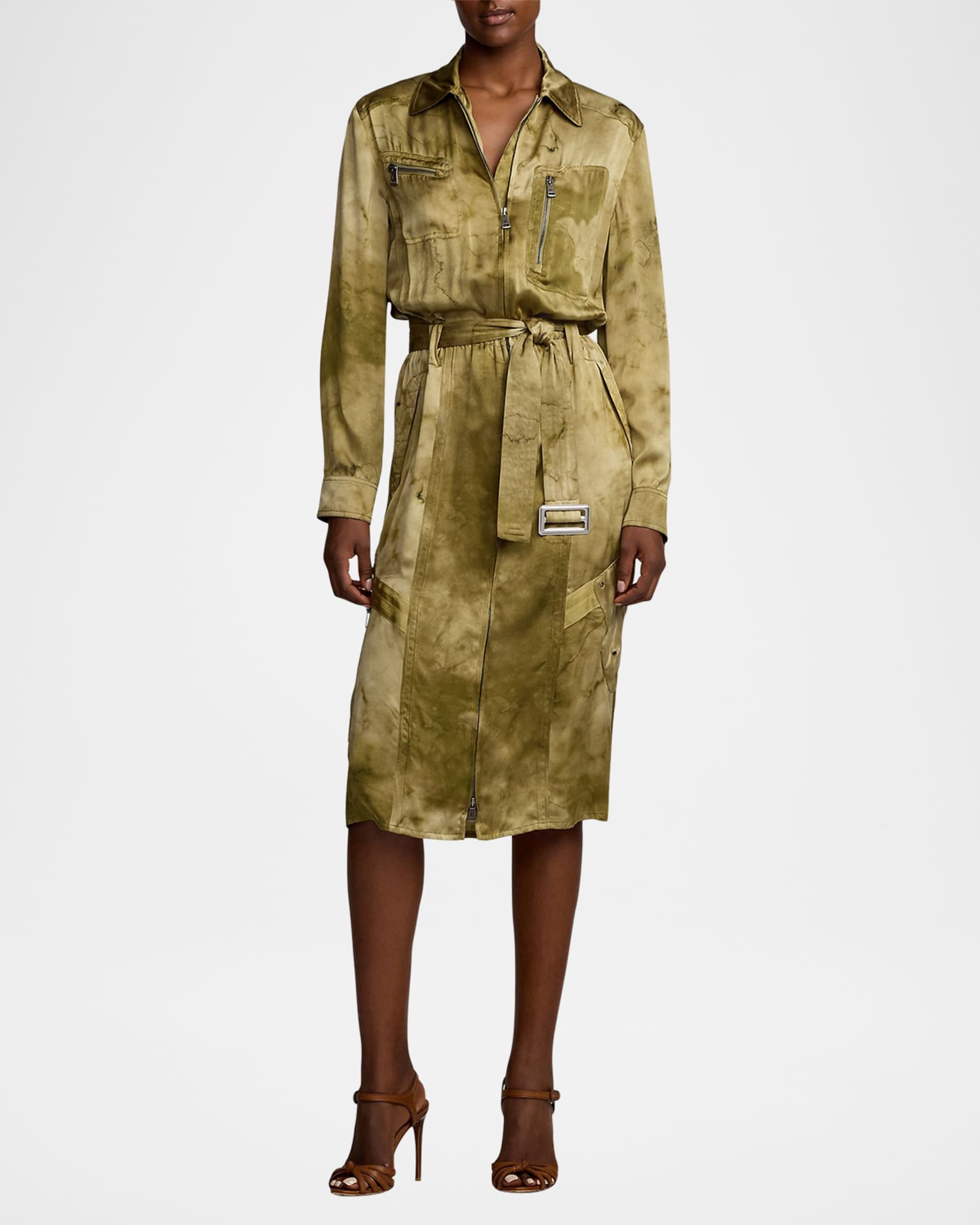 Ralph Lauren Collection Bernadette Print Charmeuse Day Dress | Neiman ...