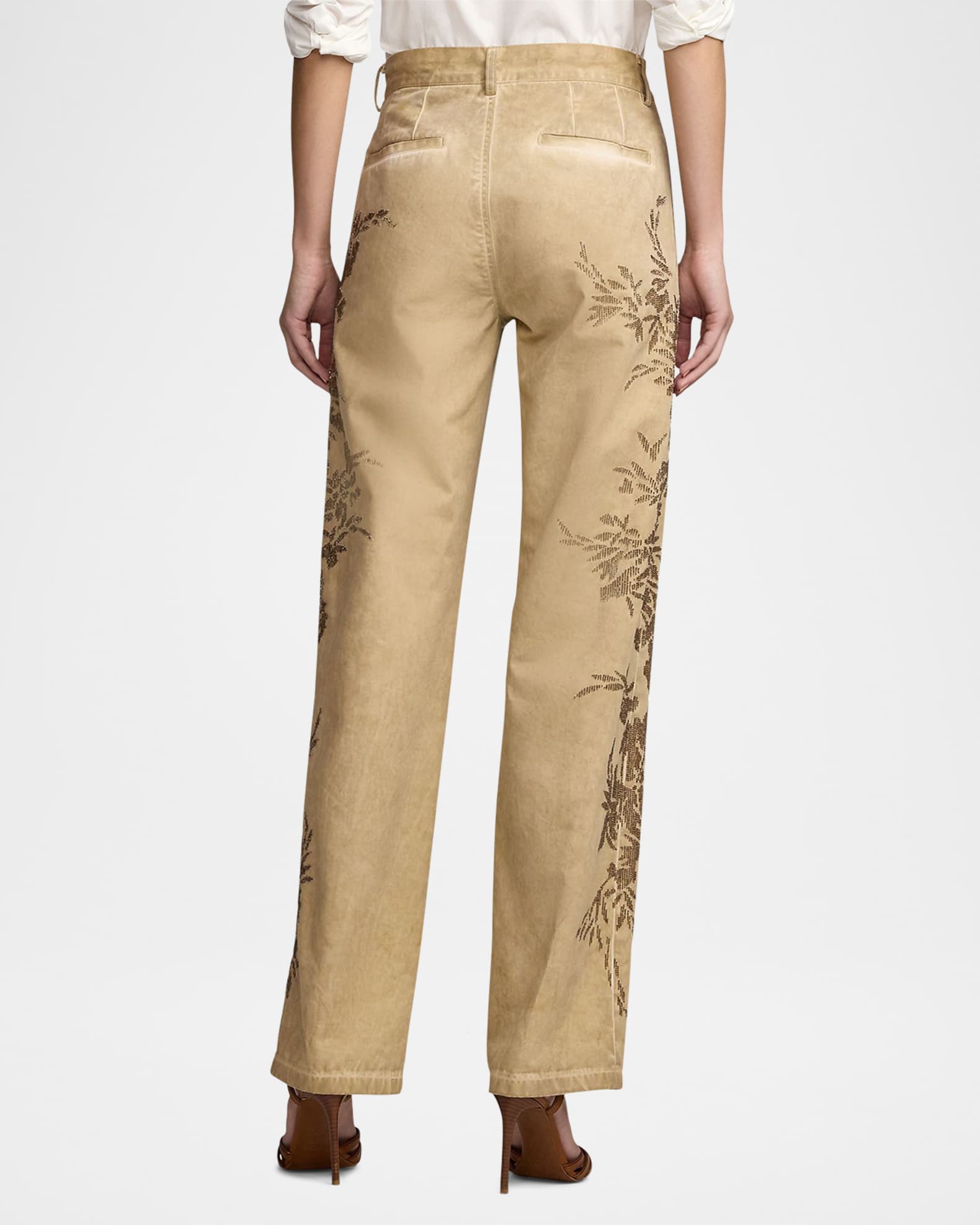 Ralph Lauren Collection Fallon Embellished Cotton Chino Pants | Neiman ...