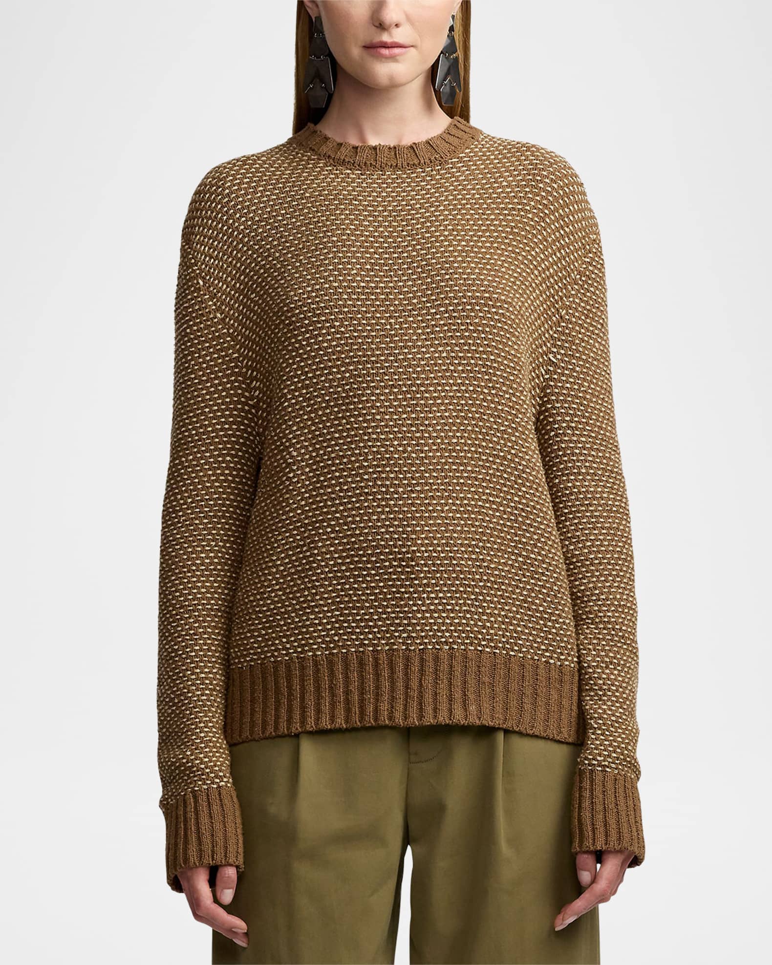 Ralph Lauren Collection Silk Birdseye Crewneck Sweater | Neiman Marcus