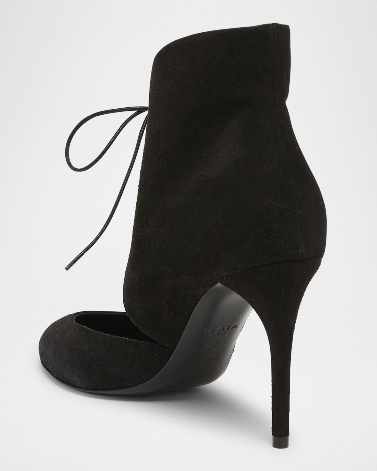 ALAIA Suede Lace-Up Stiletto Pumps | Neiman Marcus