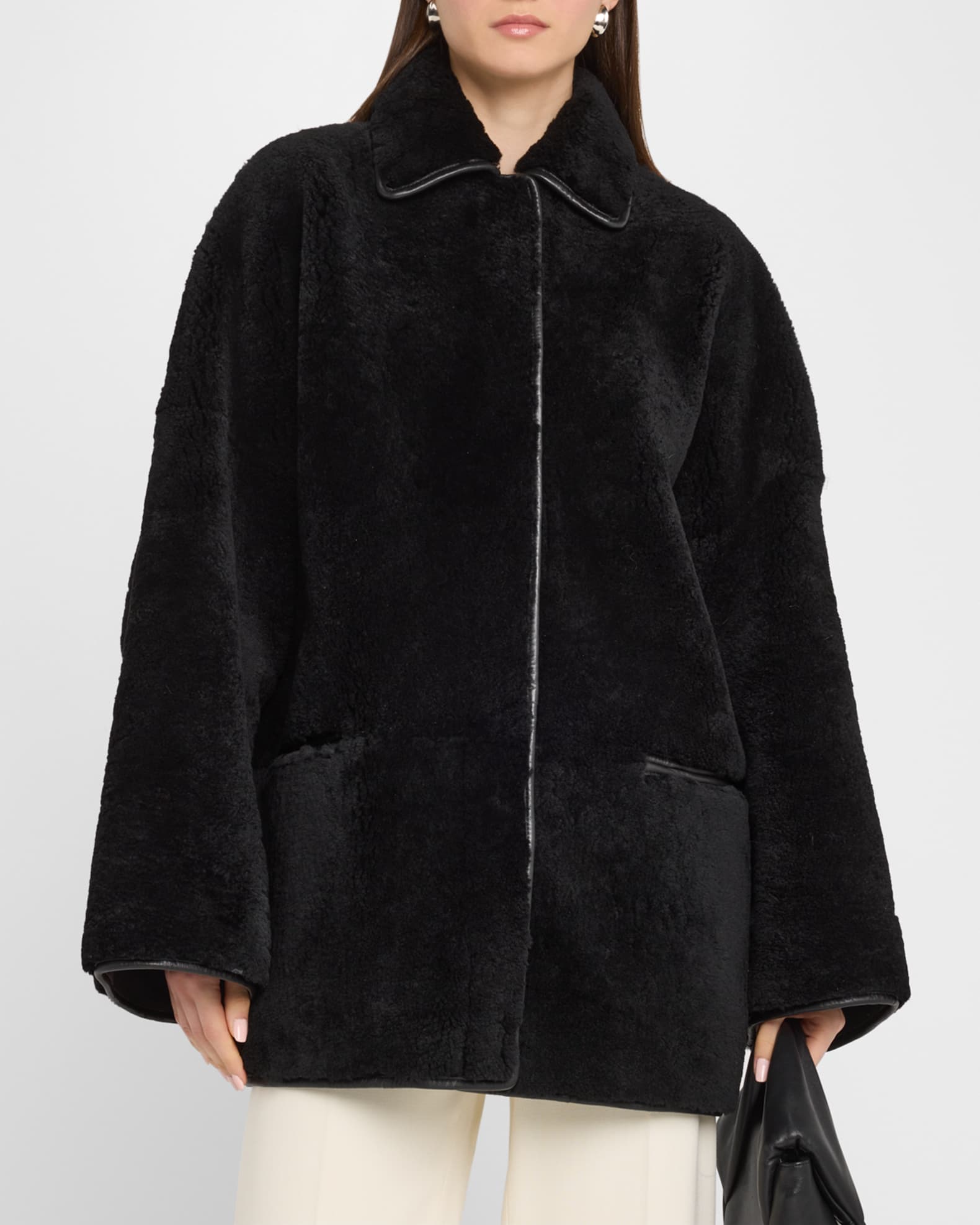 Toteme Teddy Lamb Shearling Overshirt Jacket | Neiman Marcus