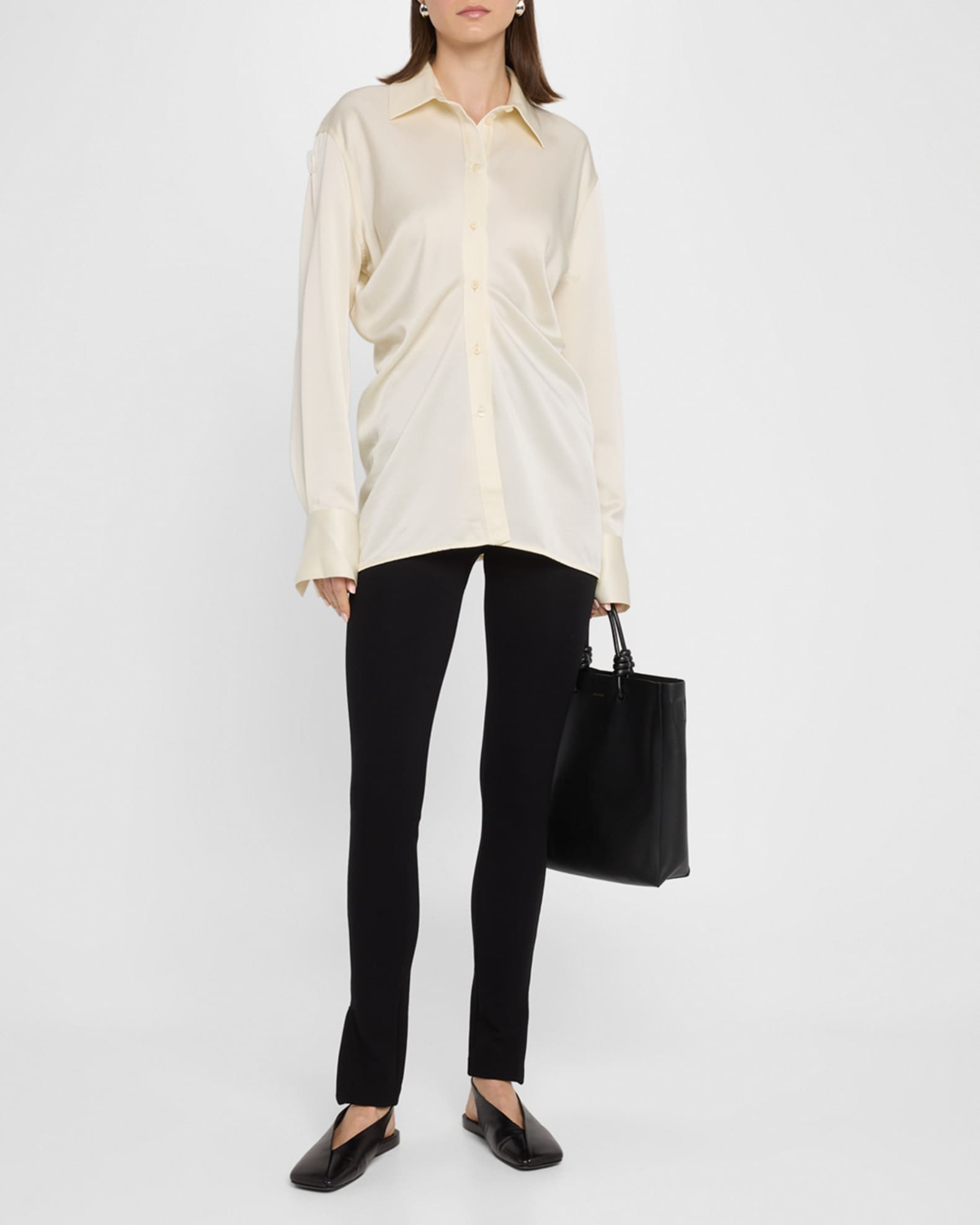 Toteme Slouch Waist Button-Down Shirt | Neiman Marcus