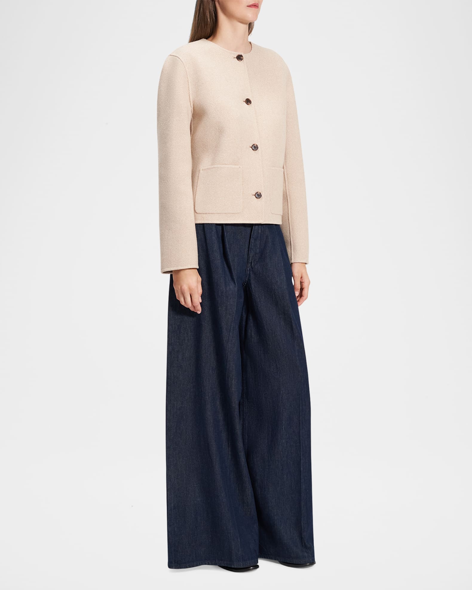 Theory 4-Button Double-Face Jacket | Neiman Marcus