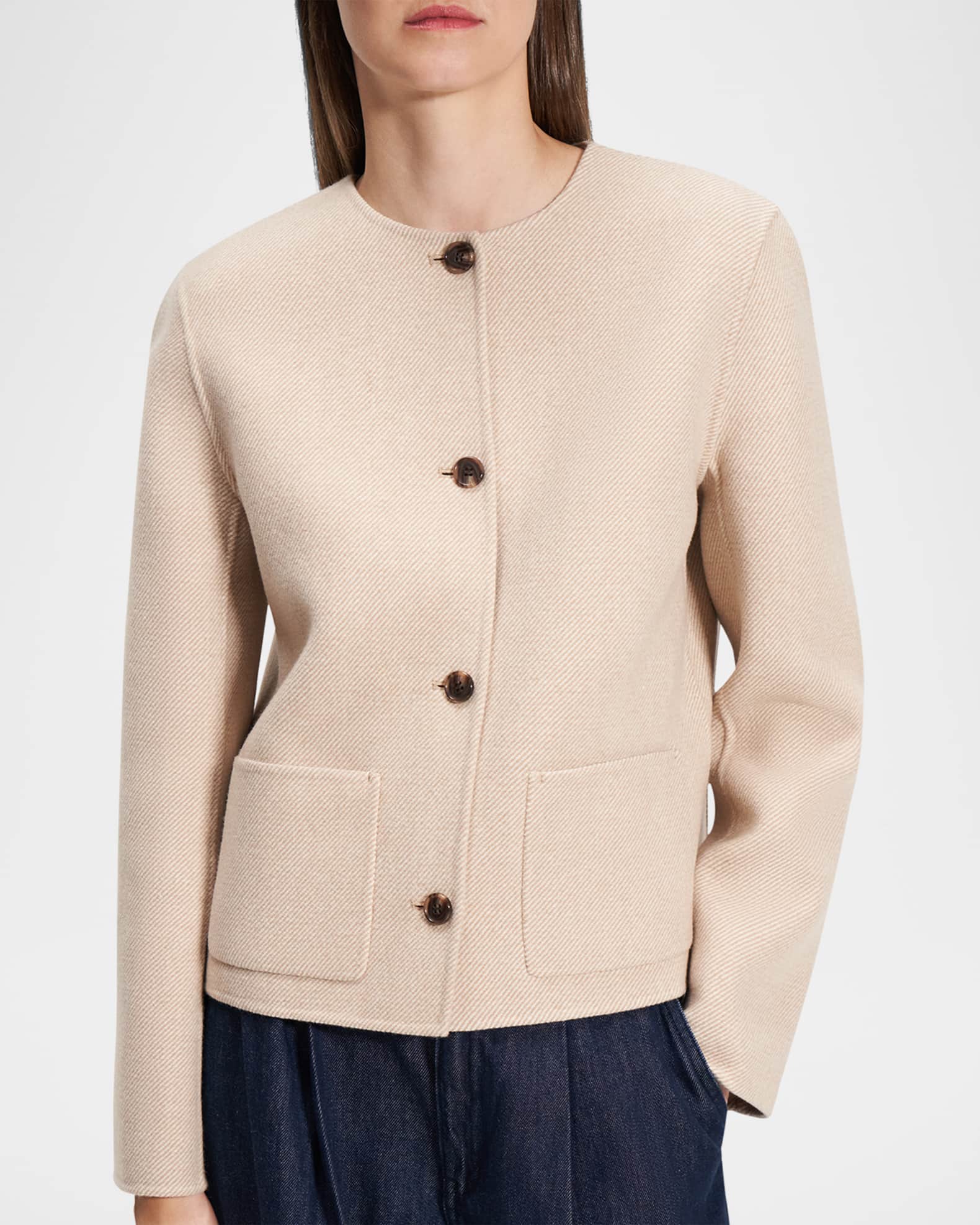 Theory 4-Button Double-Face Jacket | Neiman Marcus