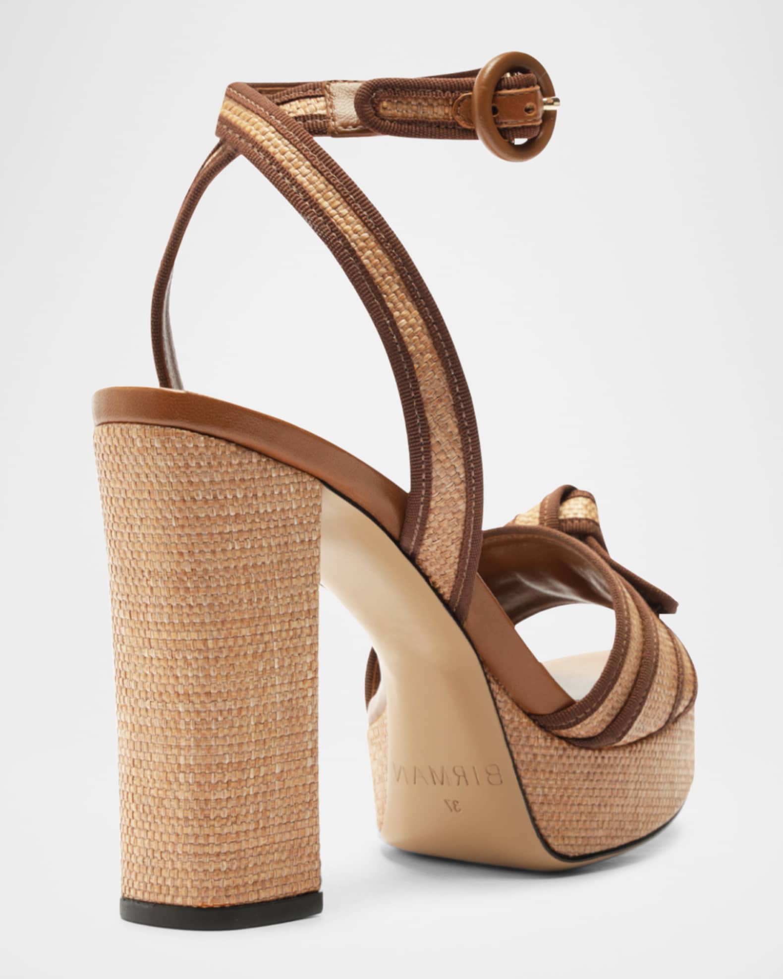 Alexandre Birman Raffia Bow Ankle-Strap Platform Sandals | Neiman Marcus