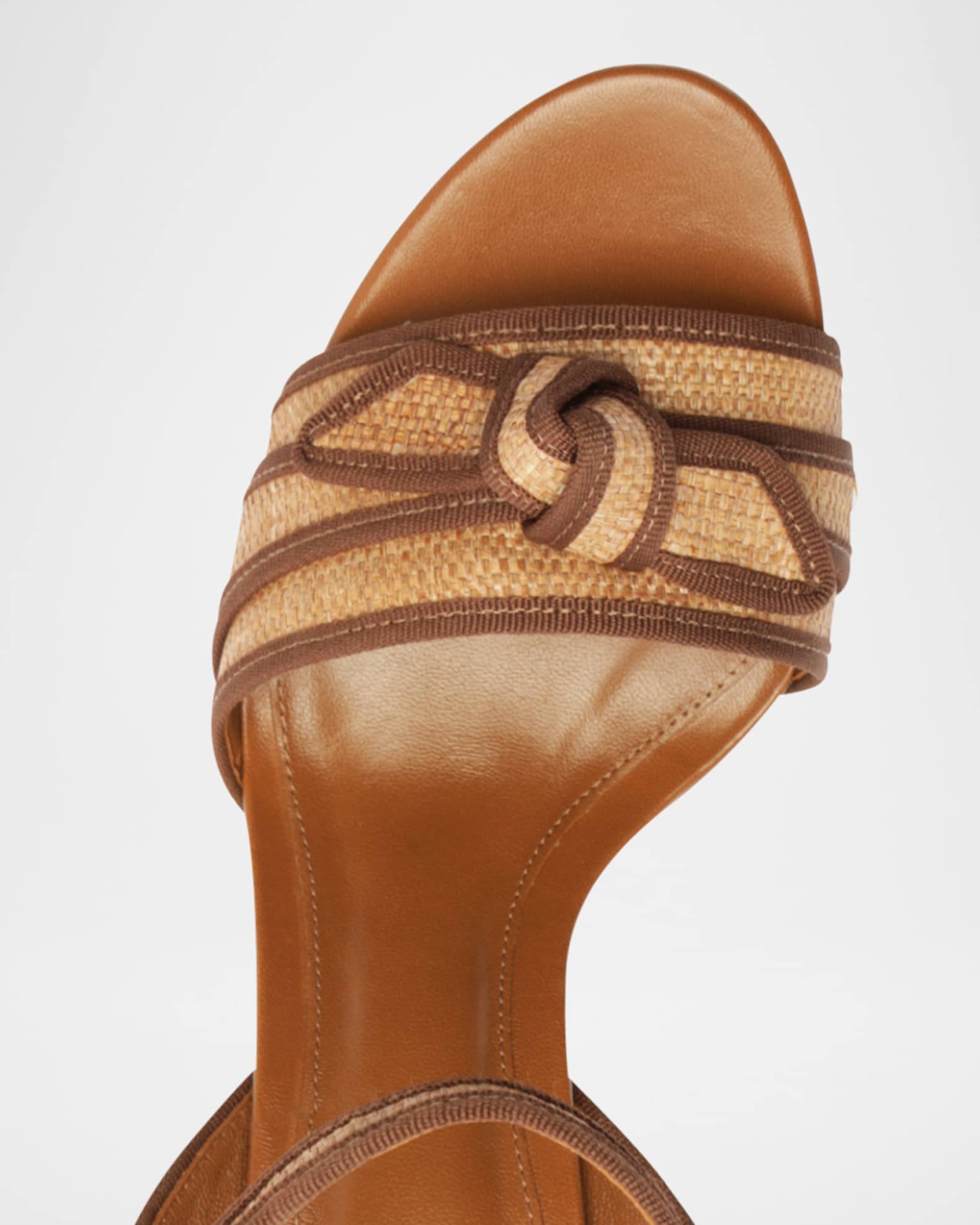 Alexandre Birman Raffia Bow Ankle-Strap Platform Sandals | Neiman Marcus