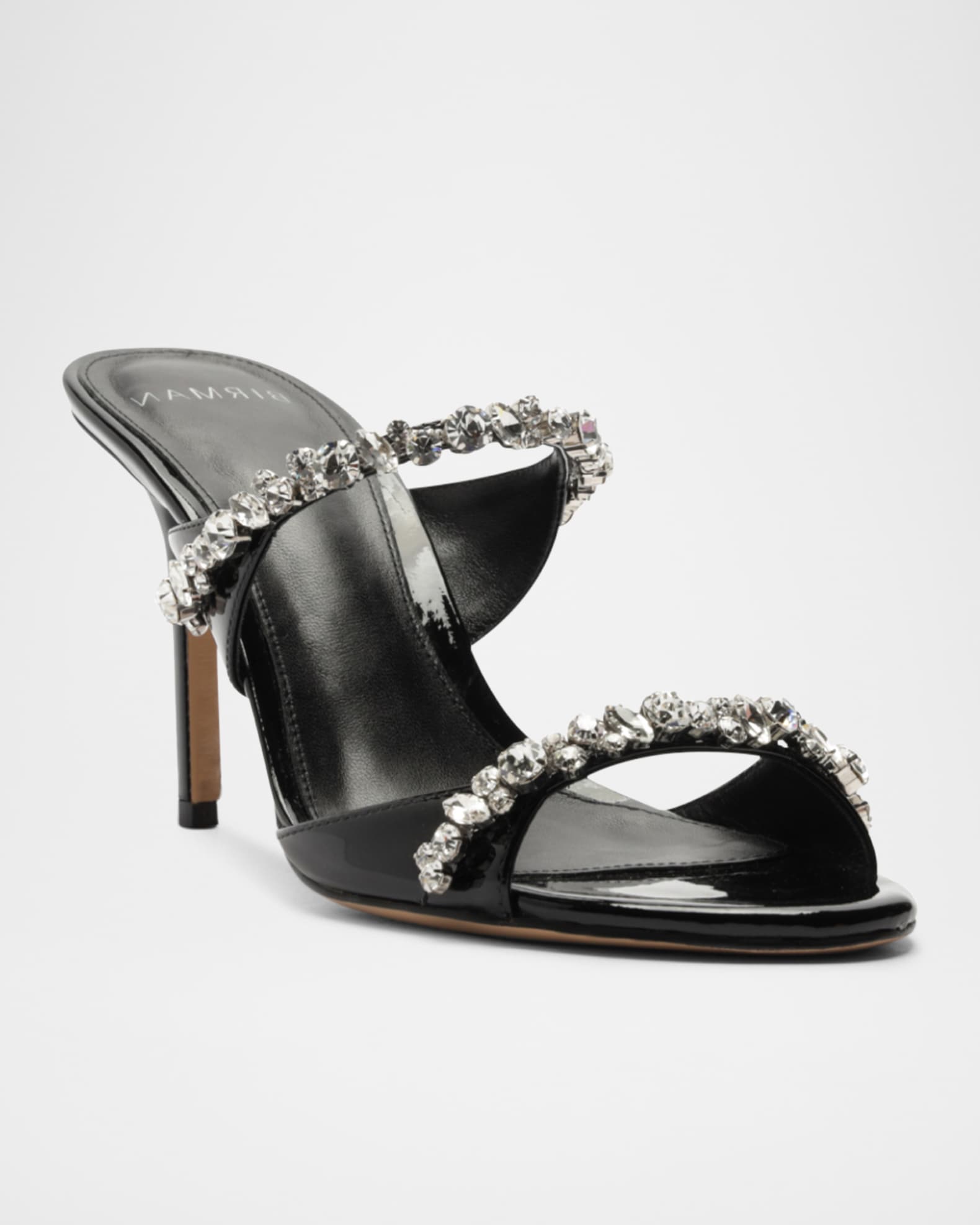 Alexandre Birman Gianna Patent Leather Crystal Two-Band Sandals ...