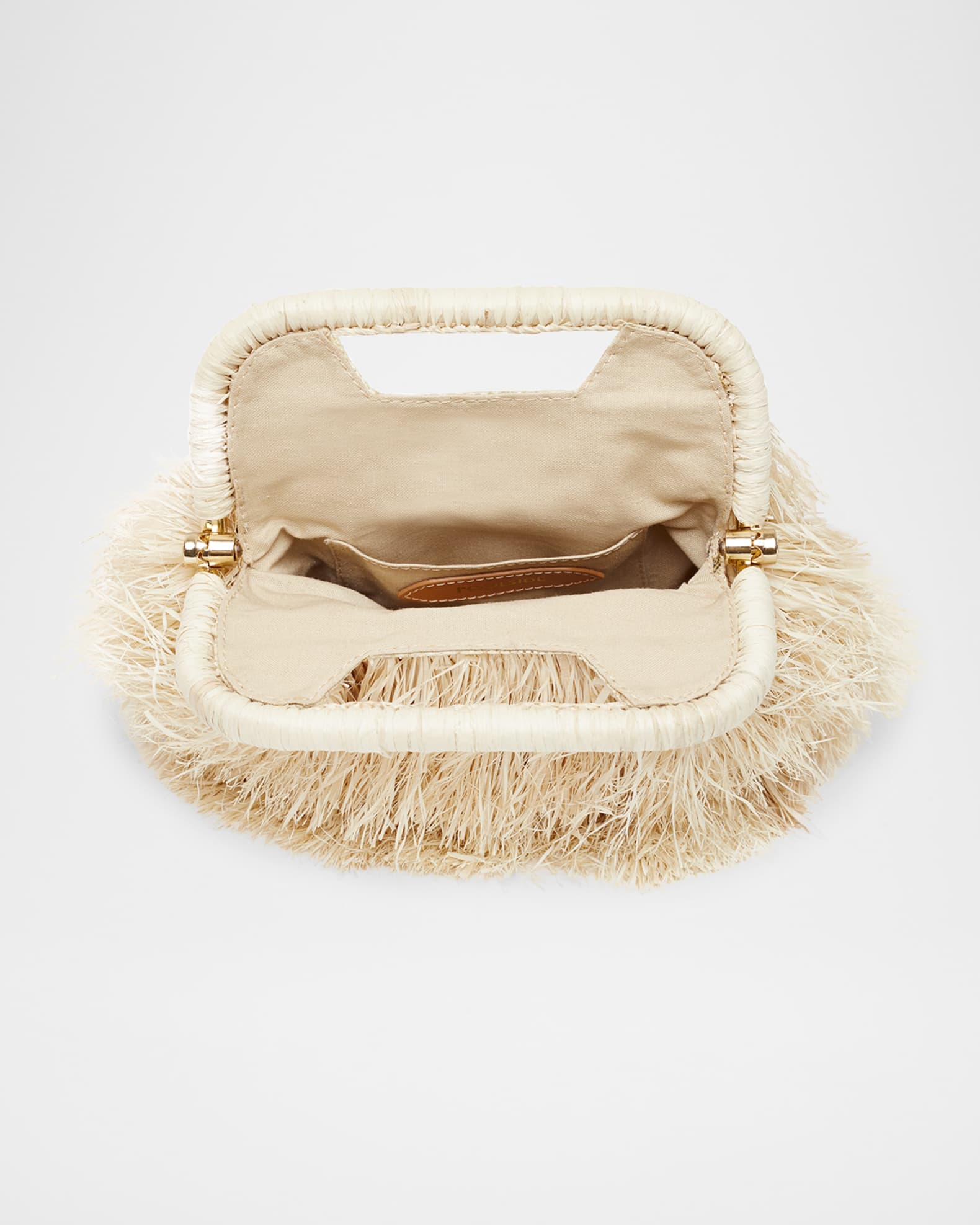 POOLSIDE The Flamands Mini Fringe Raffia Top-Handle Bag | Neiman Marcus