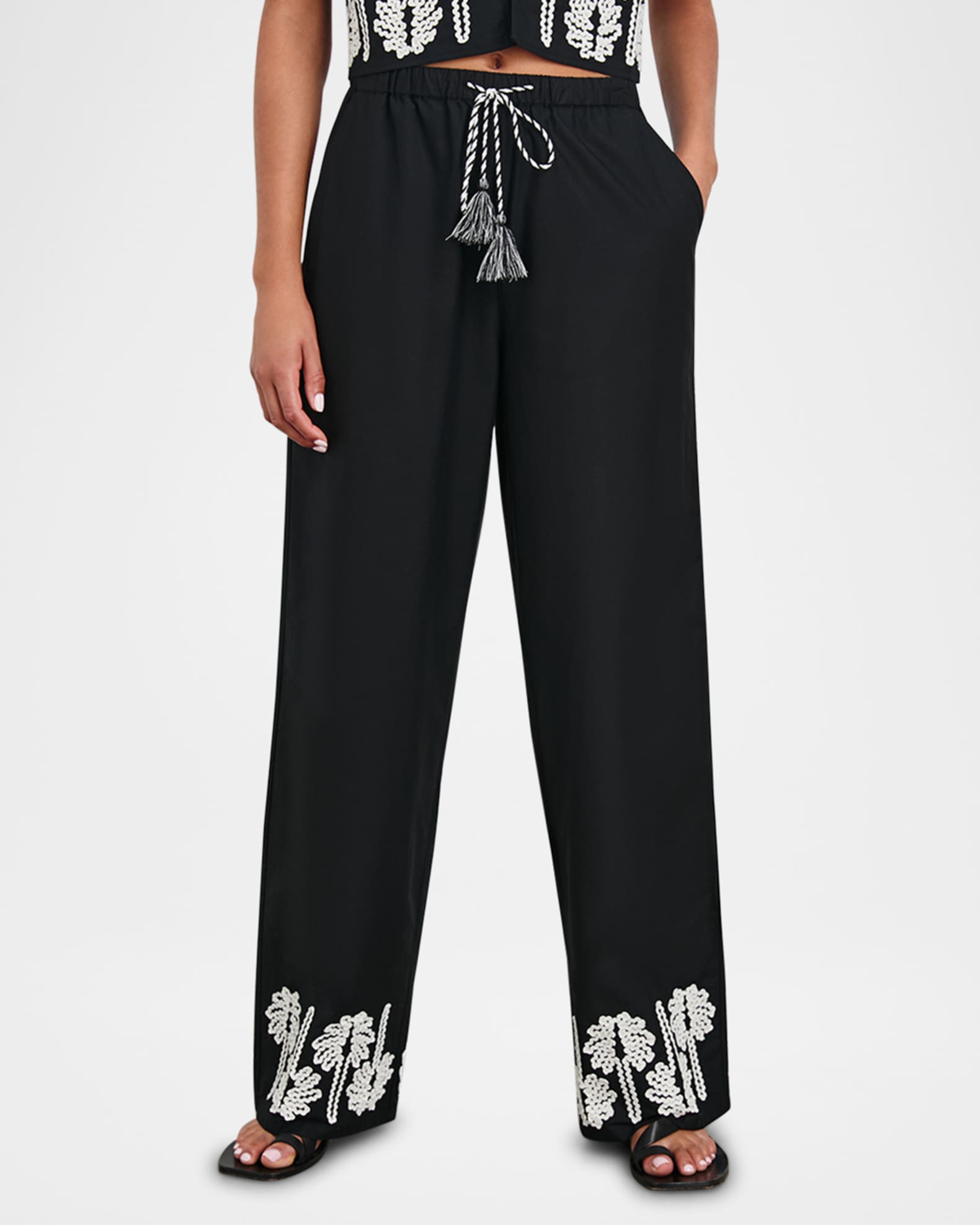 Rails Emmie Palm Tree Embroidered Pants | Neiman Marcus