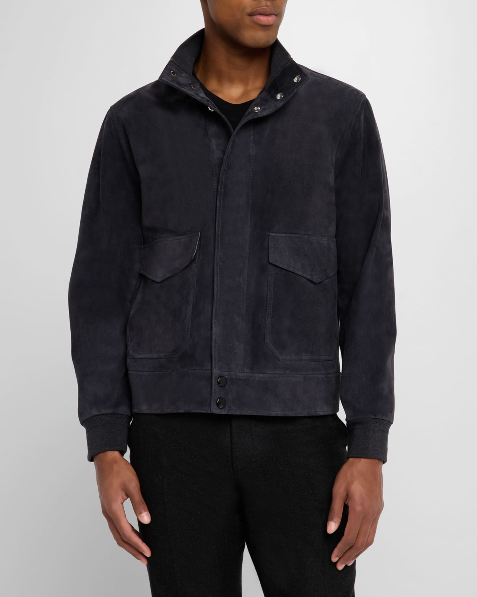dunhill Men's Harrington Suede Blouson Jacket | Neiman Marcus