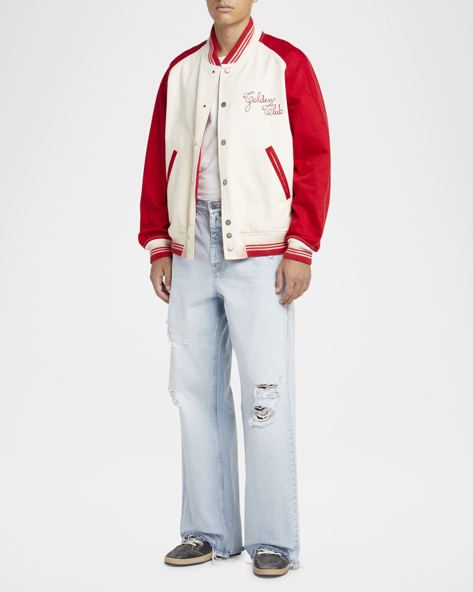 Golden Goose Men's Ball Star Denim and Leather Low-Top Sneakers ...