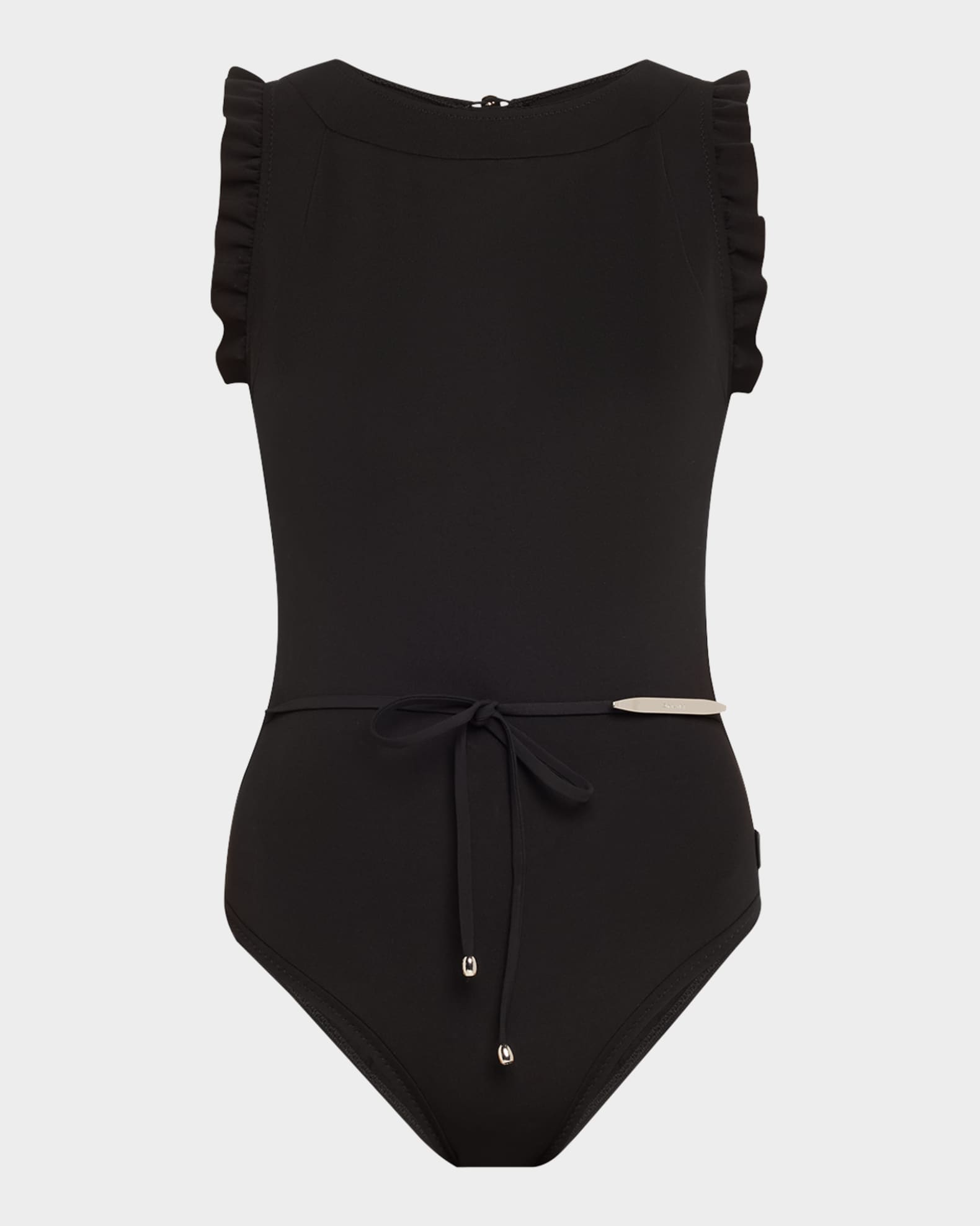 Shan Ruffle Belted One-Piece Swimsuit | Neiman Marcus