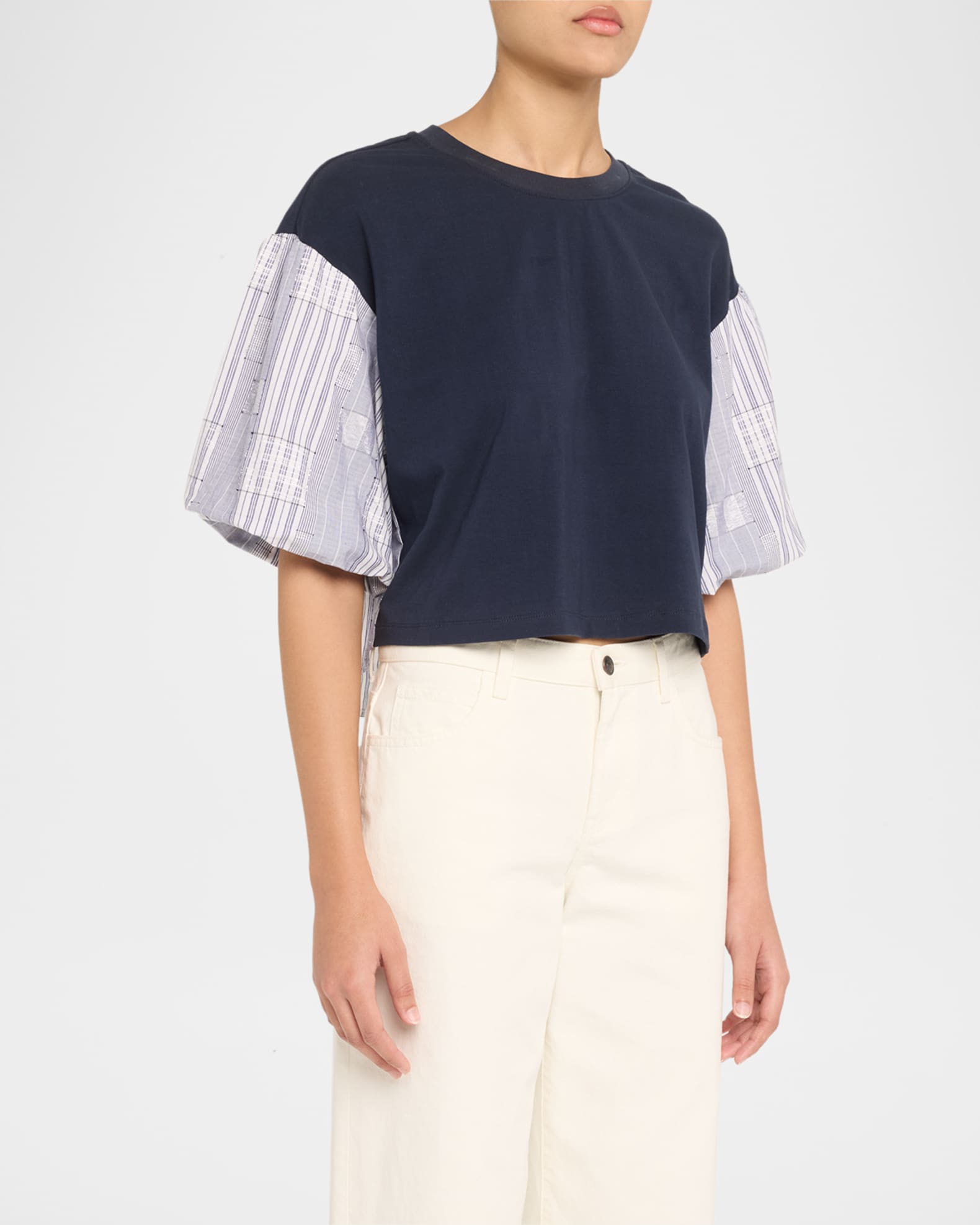 Ramy Brook Toula Puff-Sleeve Combo Top | Neiman Marcus