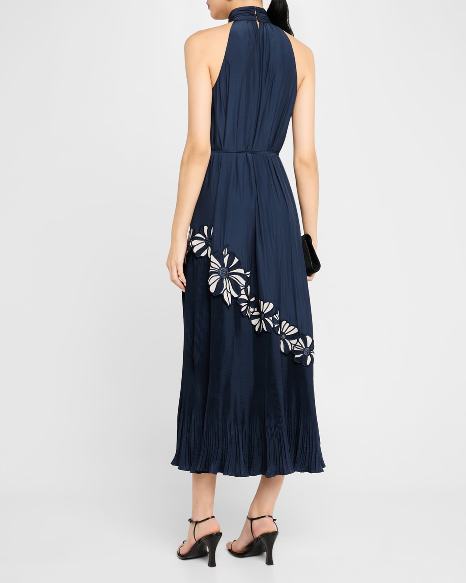 Ramy Brook Eleah Floral Embroidered Halter Midi Dress | Neiman Marcus