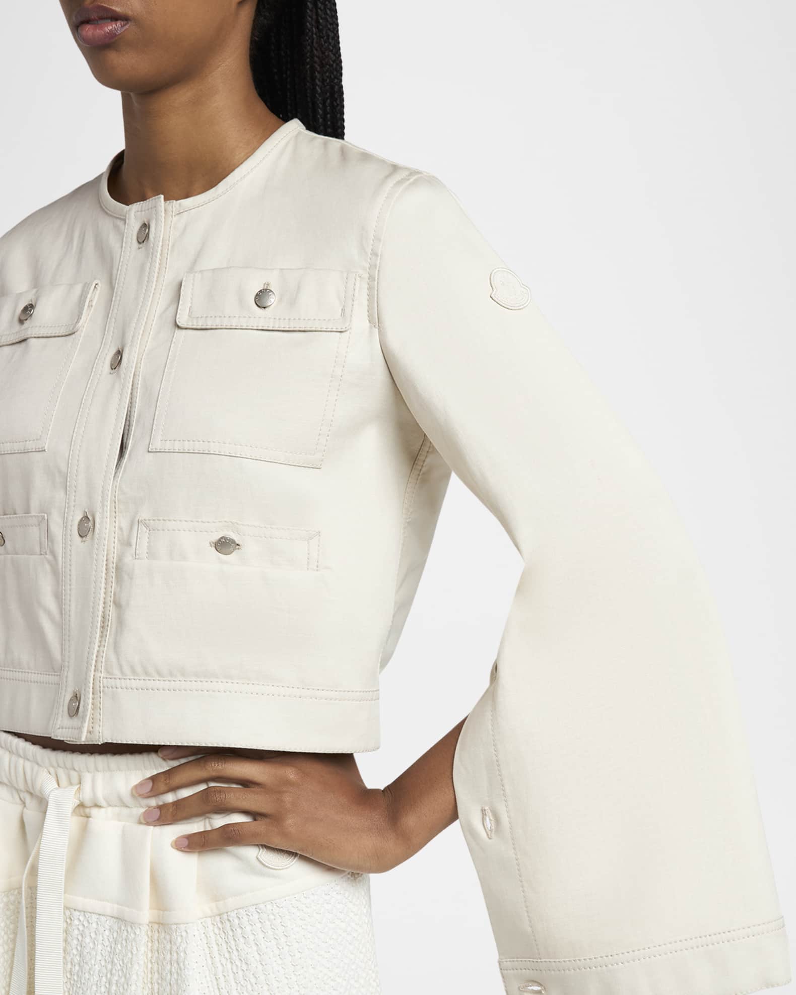 Moncler Chatel Button-Sleeve Jacket | Neiman Marcus