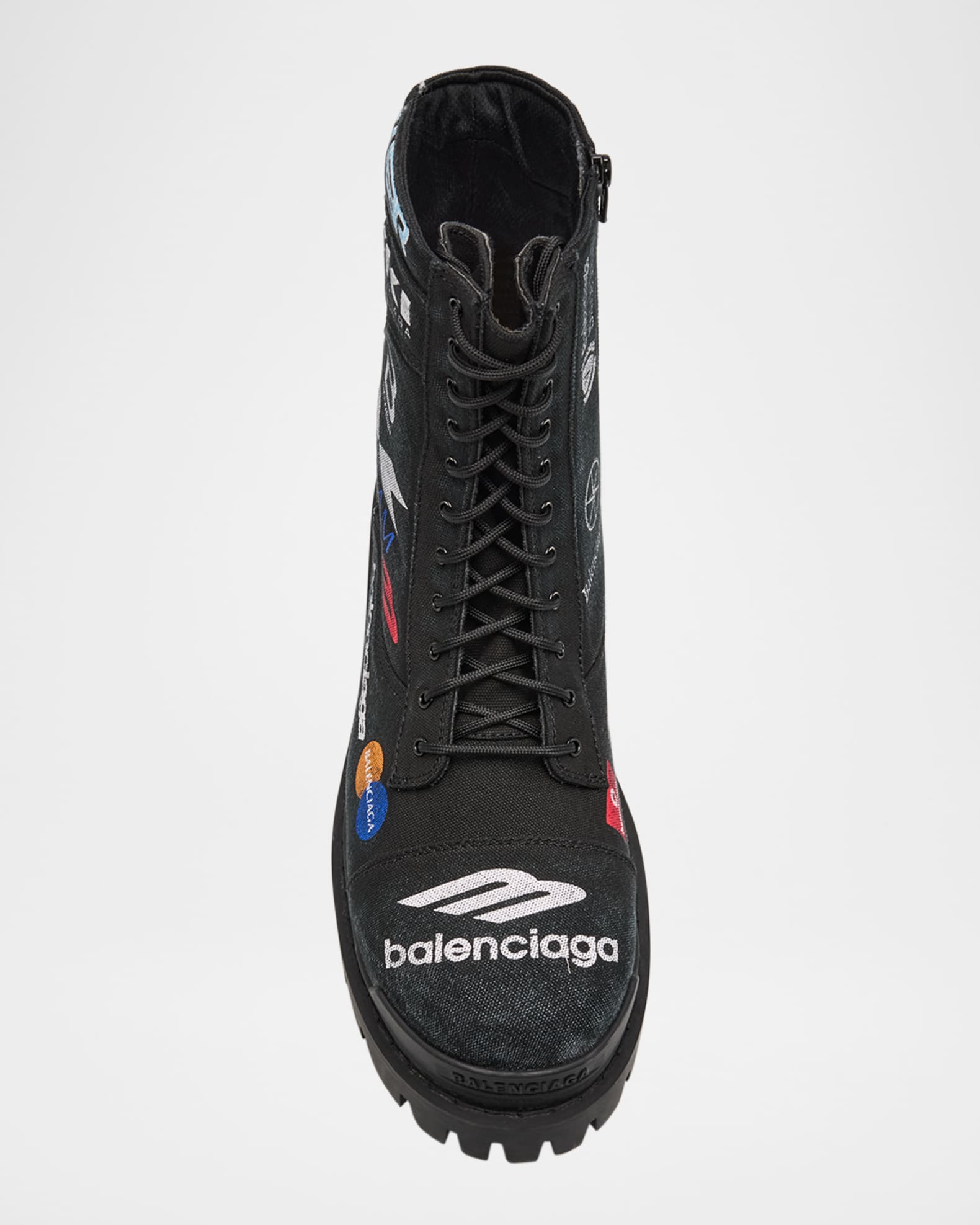 Balenciaga Men's Combat Strike L20 Print Canvas Lace-Up Balenciaga Men's Combat Strike L20 Print Canvas Lace-Up
