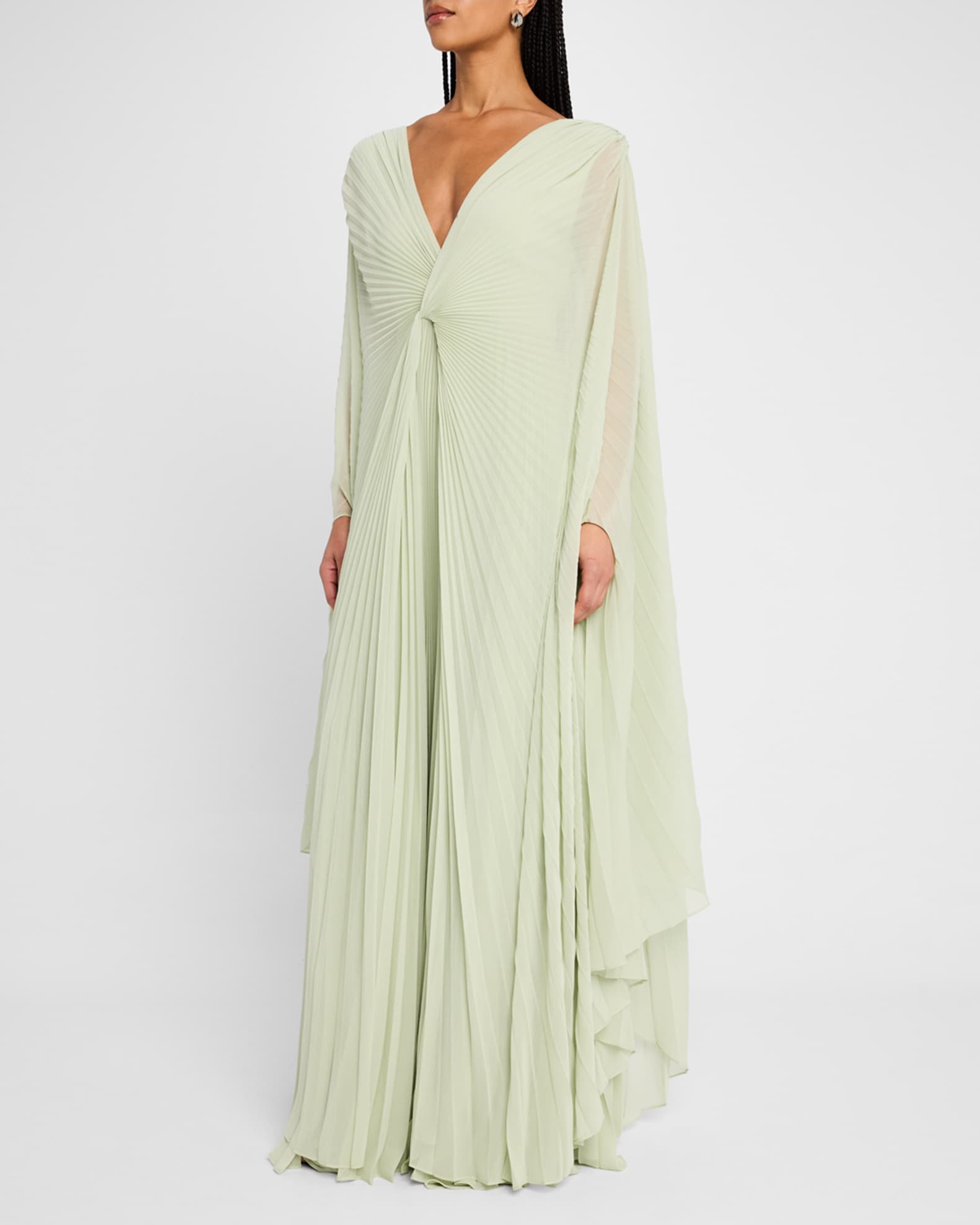 Alexis Serdena Pleated Cape Dress | Neiman Marcus