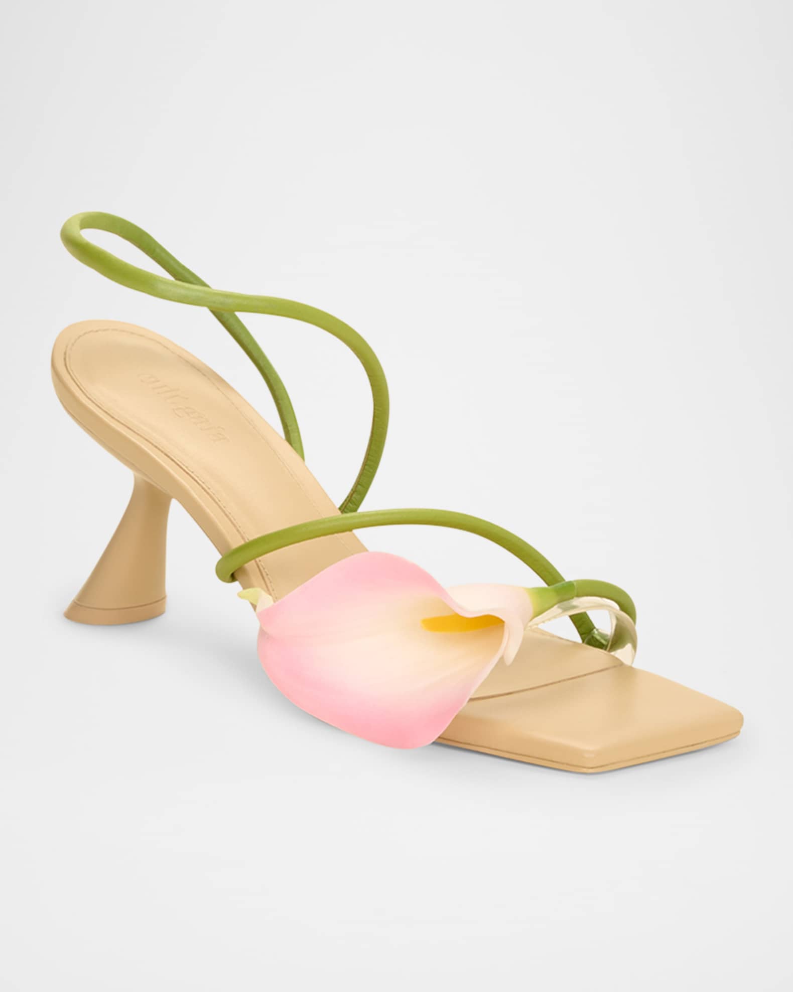 Cult Gaia Ria Calla Lily Leather Comma-Heel Sandals | Neiman Marcus