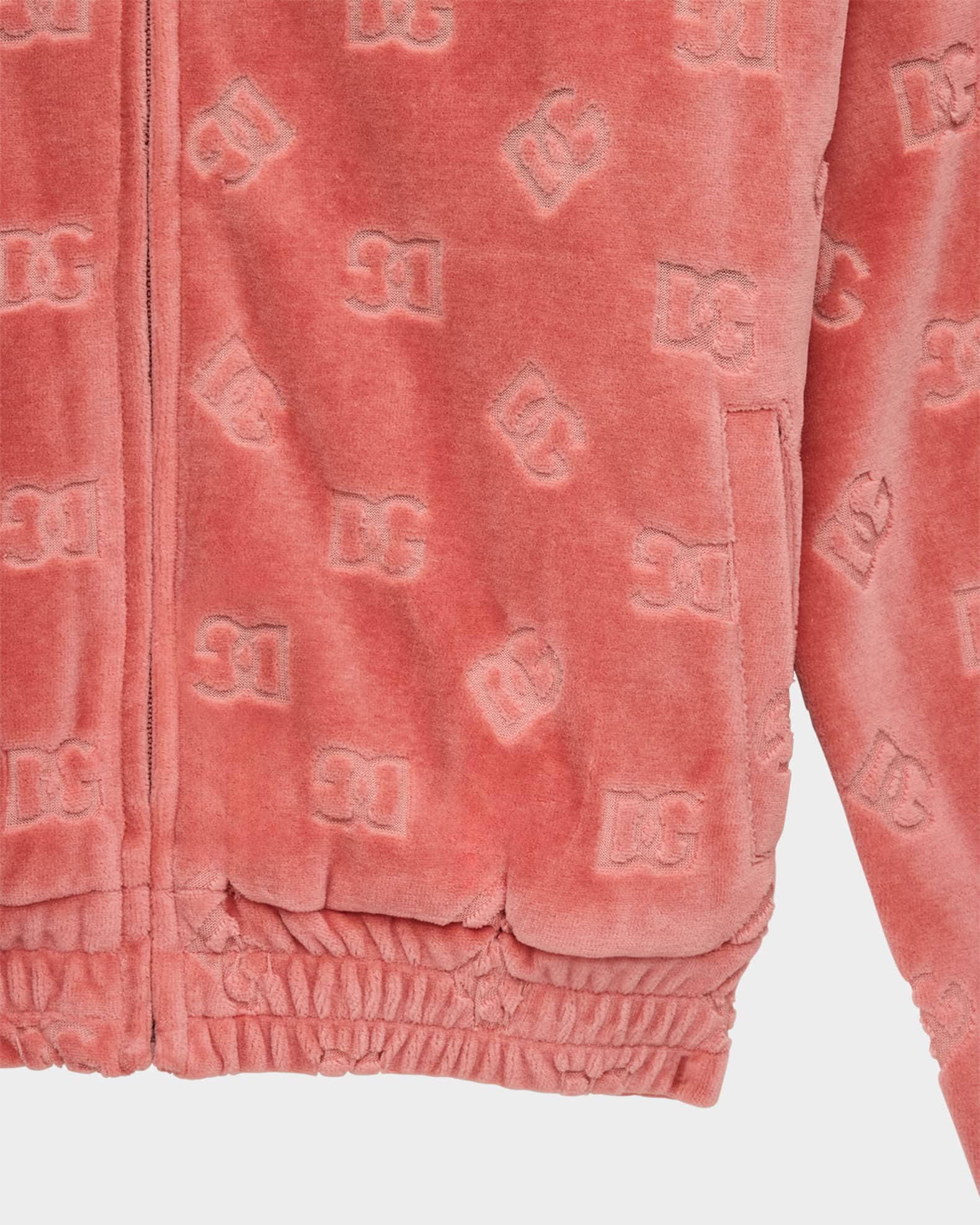 Girl's DG Logo Jacquard Velvet Hoodie | Neiman Marcus